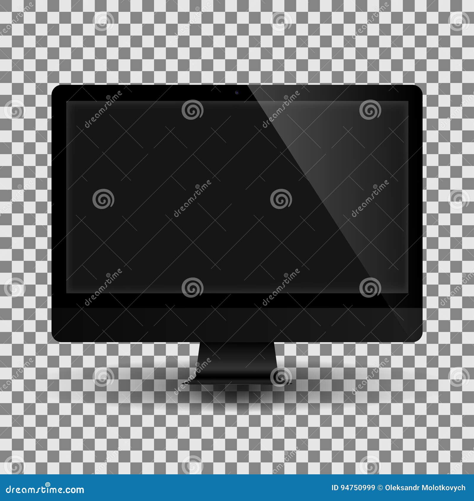 Vector Monoblock Computer with Black Screen. on Transparent Background ...