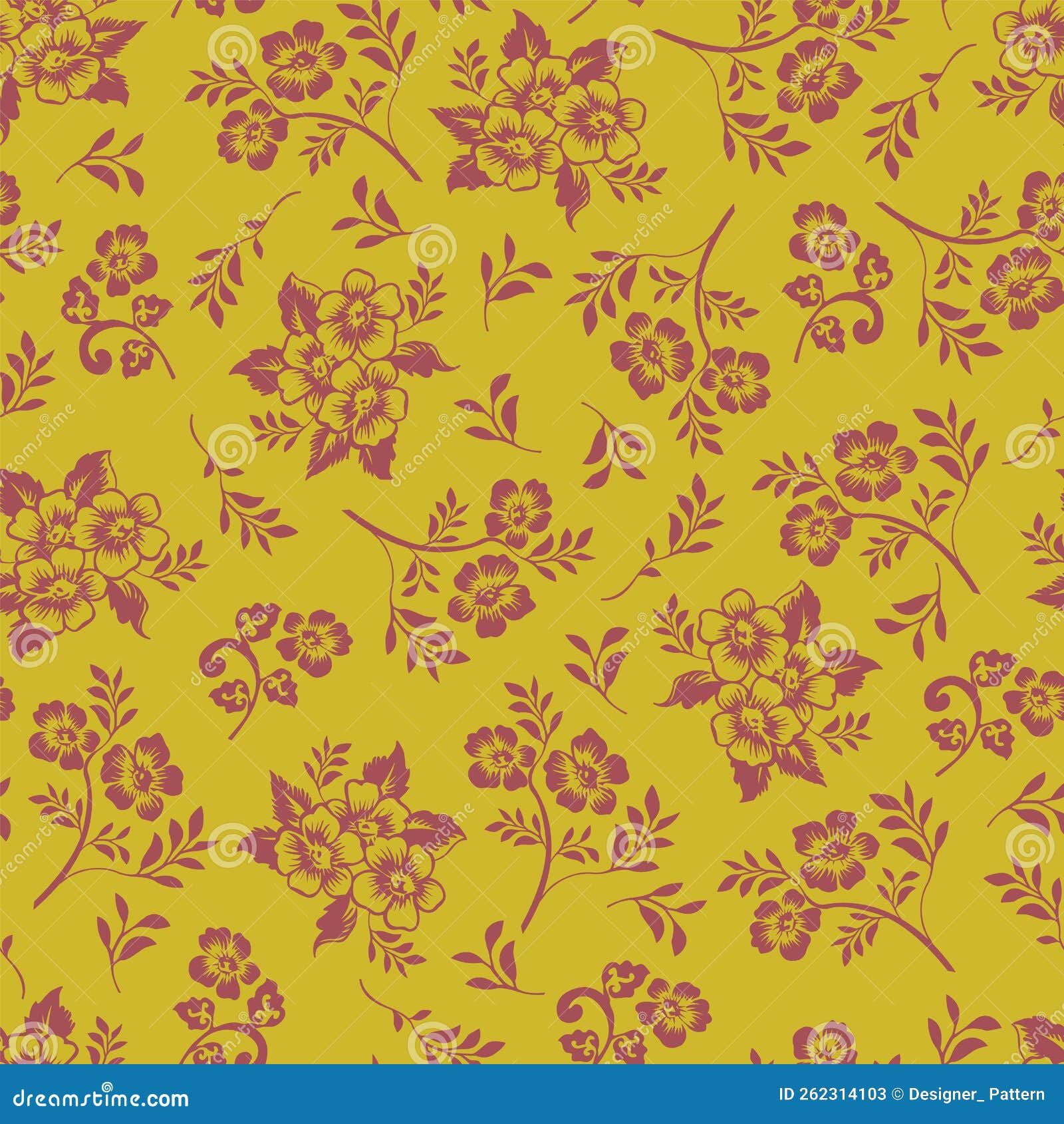 Vector Monochromatic Floral Seamless Pattern Digital Textile Print ...