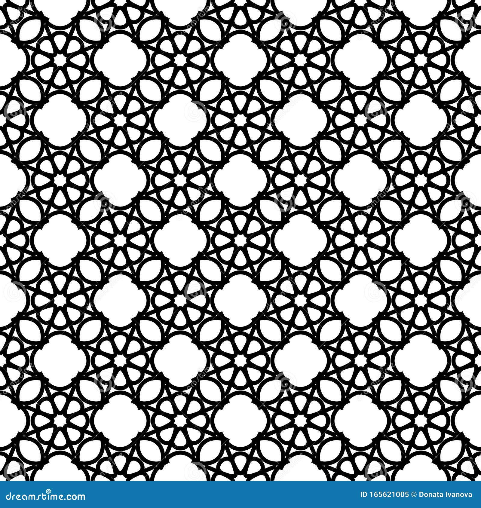 Vector Monochromatic Illustration. Black and White Floral Trellis ...