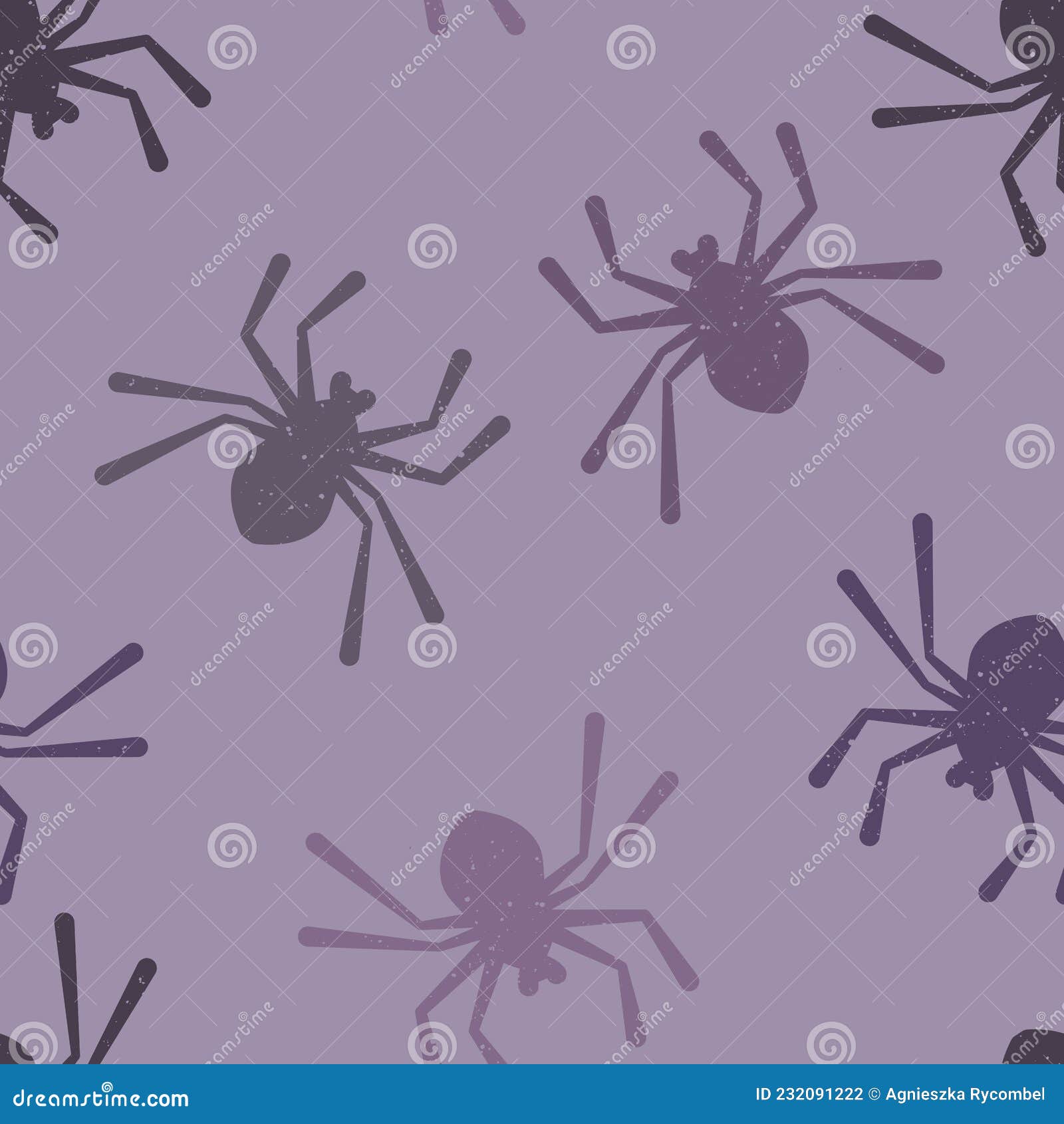 Vector Monochromatic Spiders in Purple Seamless Pattern Background ...