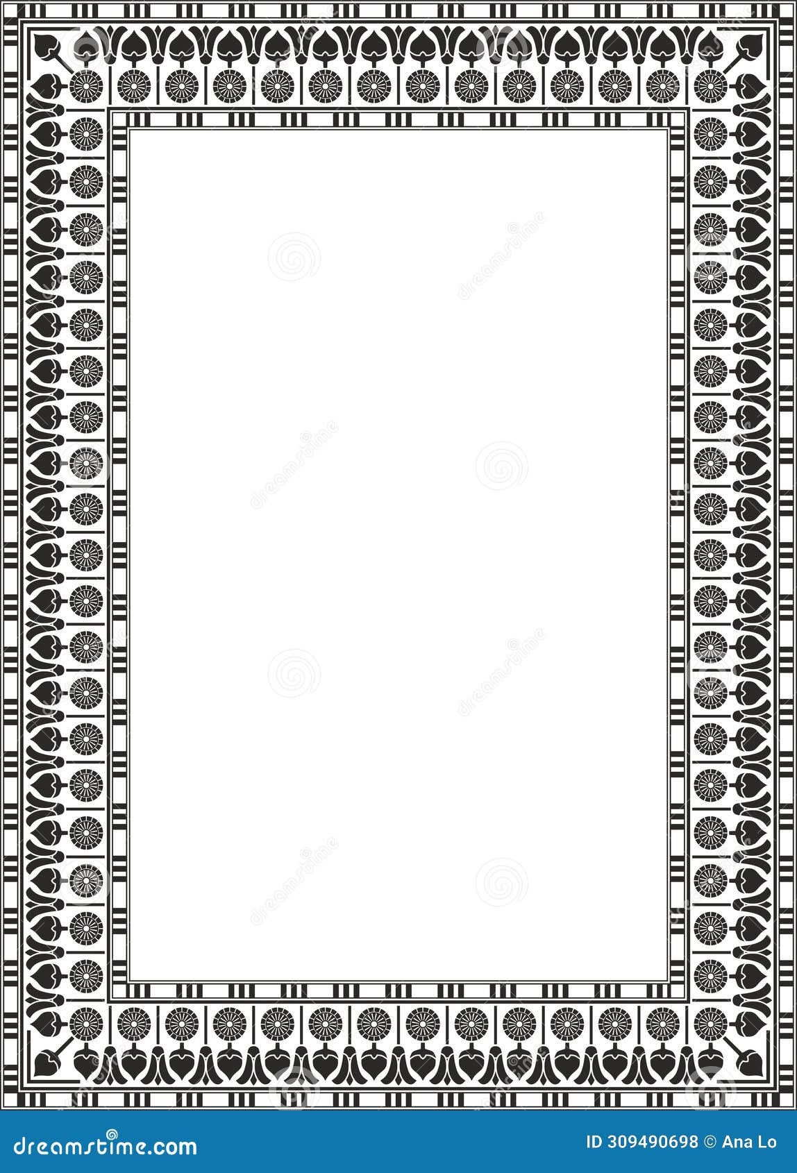 Vector Monochrome Black Square Egyptian Ornament. Stock Vector ...