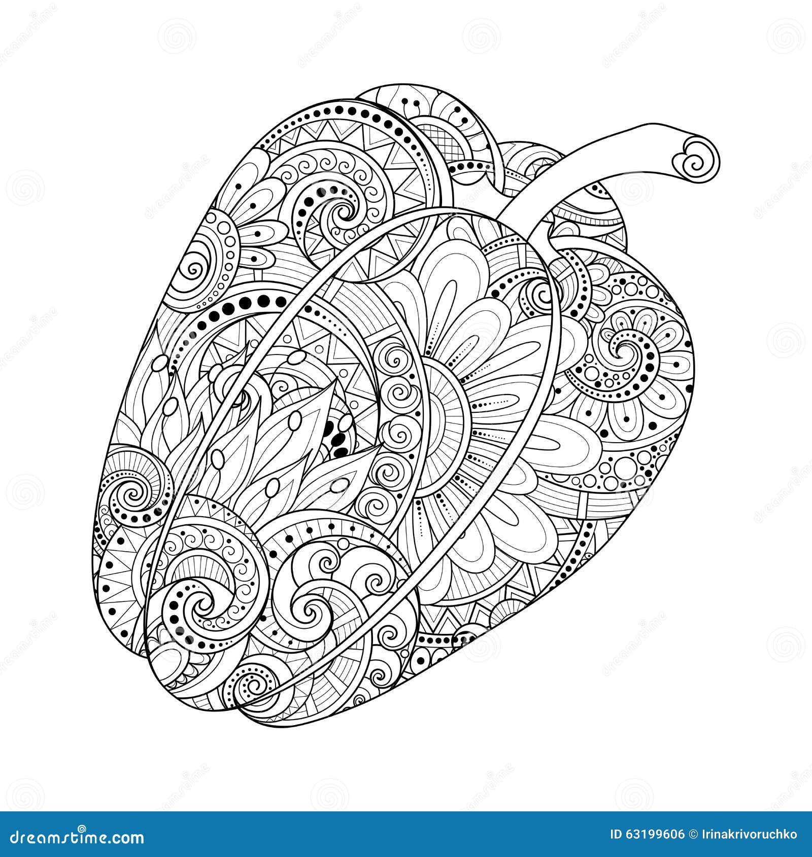 Vector Monochrome Decorative Bell Pepper with Beautiful Pattern Stock ...