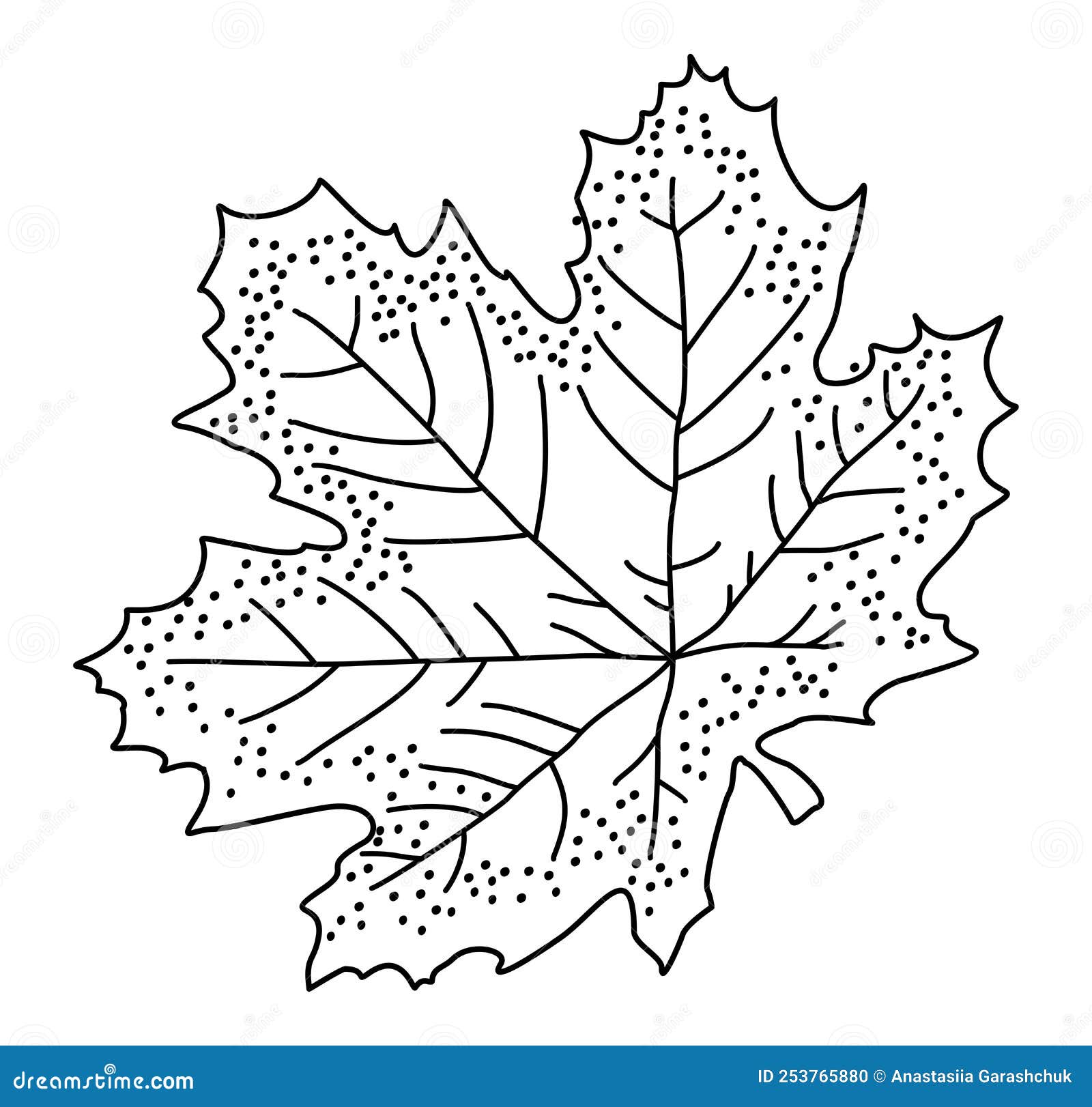 Vector Monochrome Doodle Illustration of Maple Leaf. Stock Vector ...