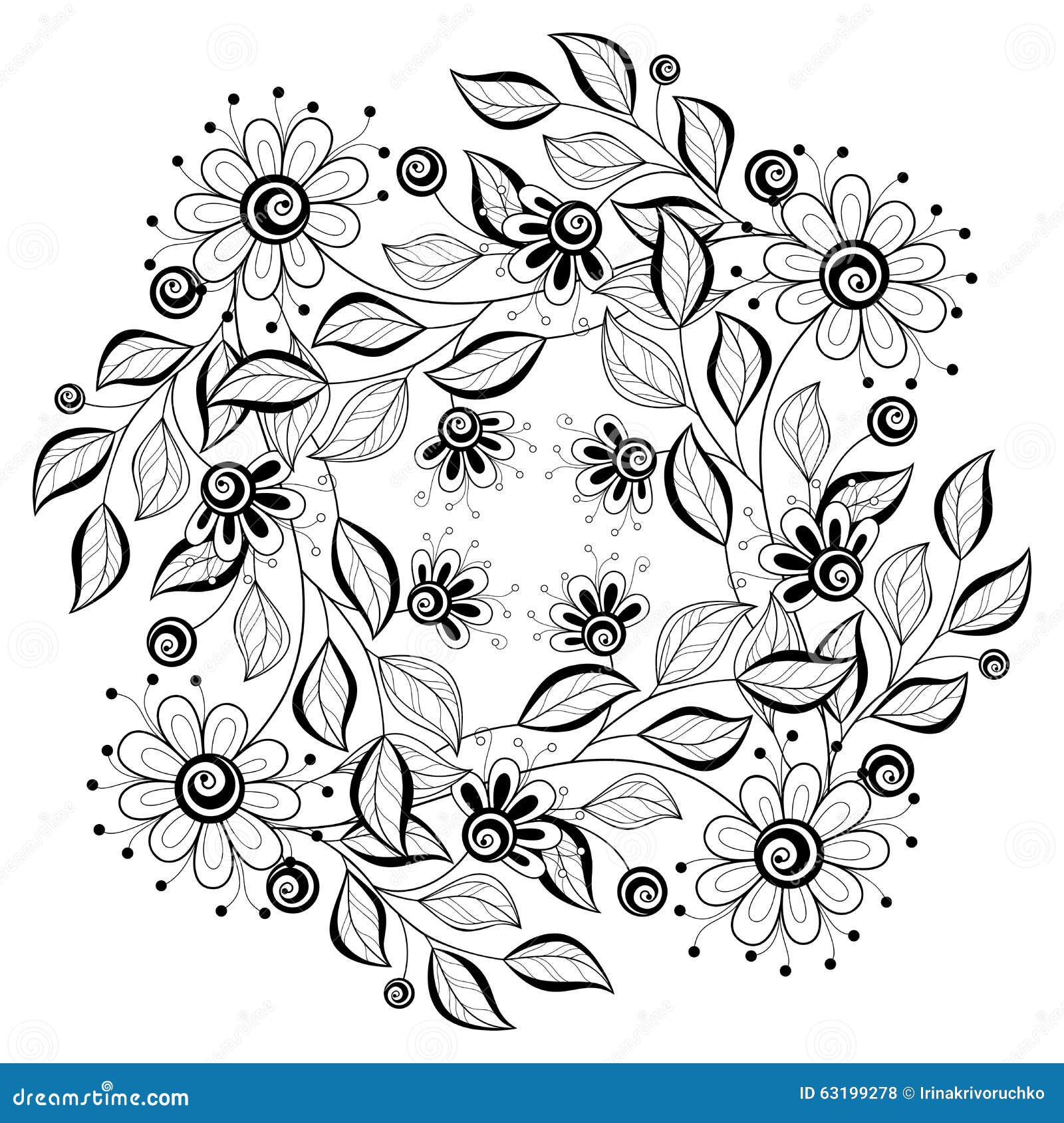 Vector Monochrome Floral Background Stock Vector Illustration Of