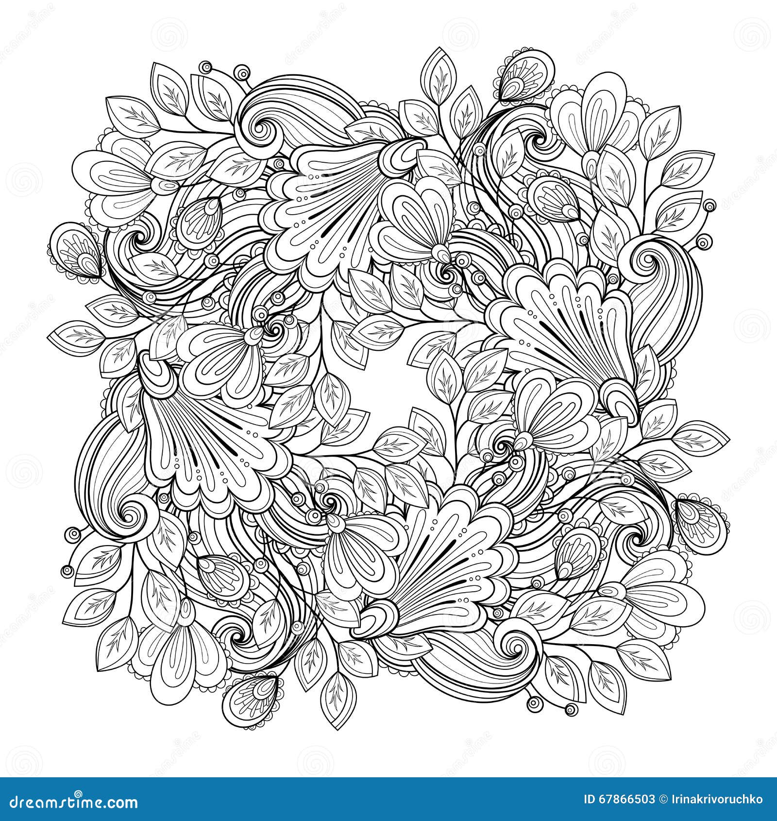 Vector Monochrome Floral Background Stock Vector Illustration Of