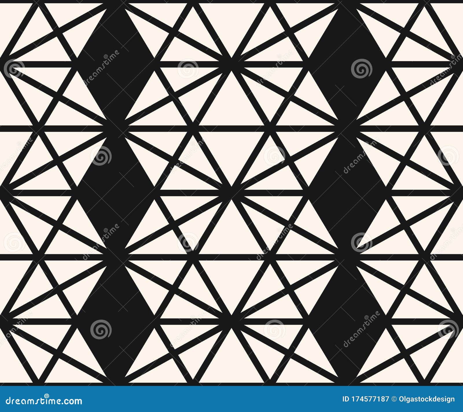 Vector Monochrome Geometric Seamless Pattern with Triangles, Hexagons ...