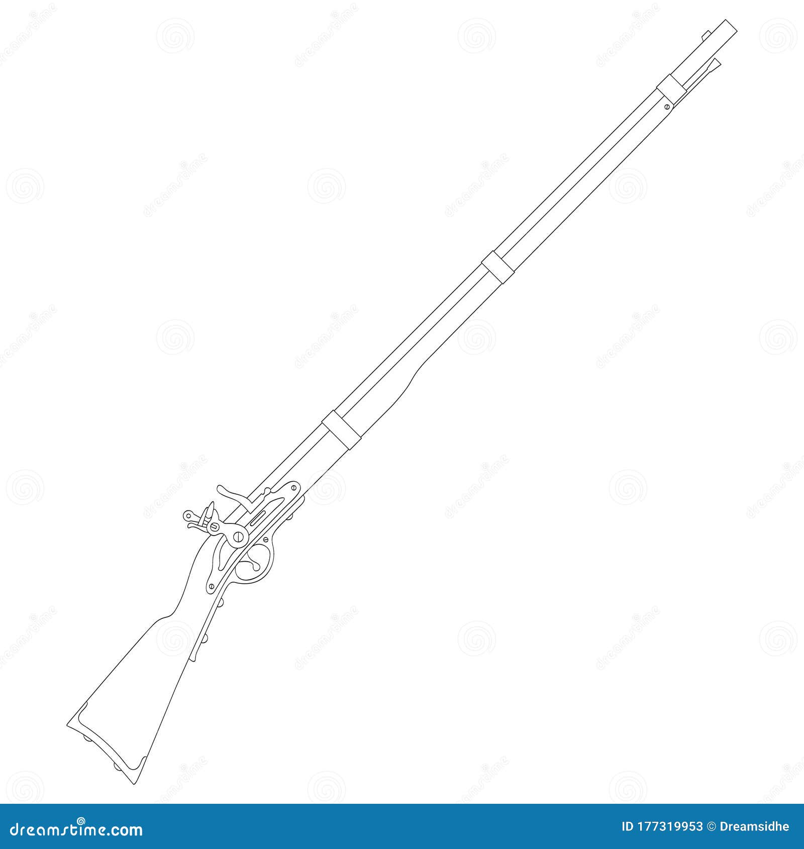 Vector Monochrome Icon with Antique Rifle Stock Vector - Illustration ...