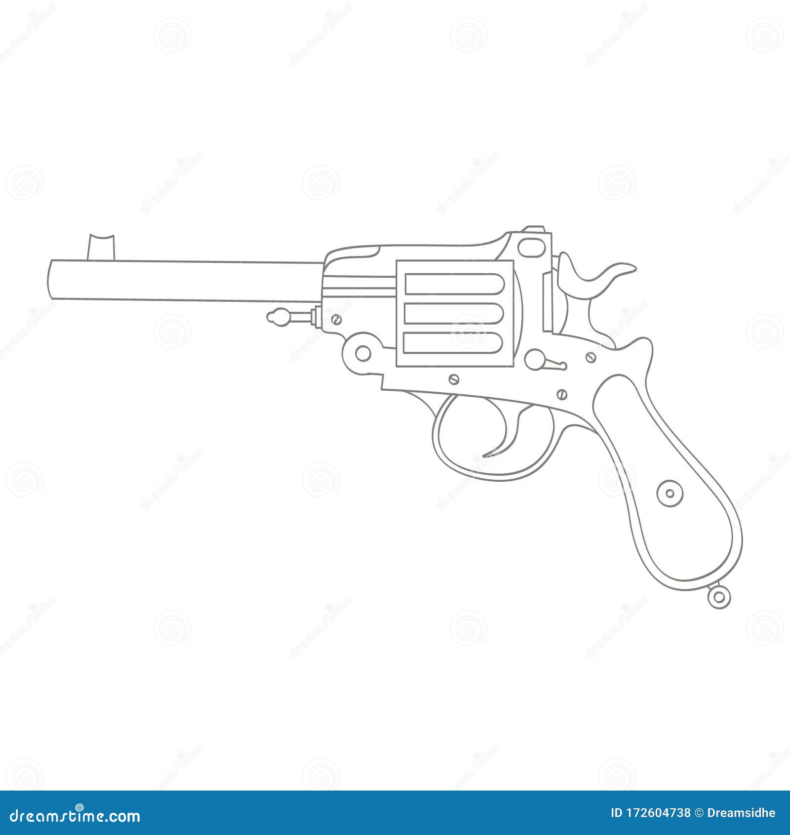 Vector Monochrome Icon with Revolver Stock Illustration - Illustration ...