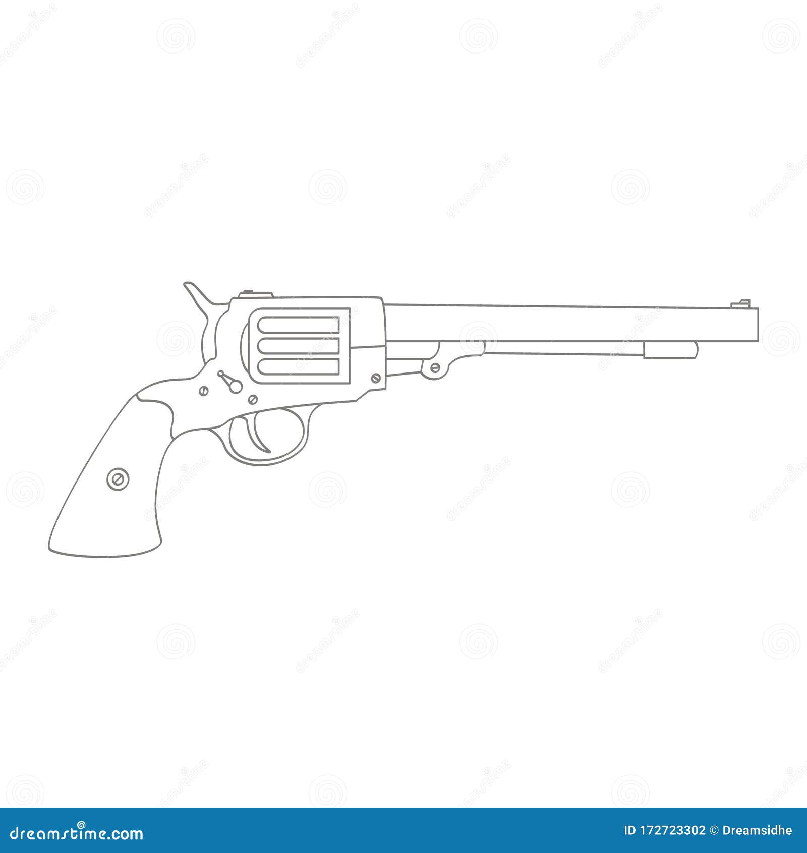 Vector Monochrome Icon with Revolver Stock Vector - Illustration of ...