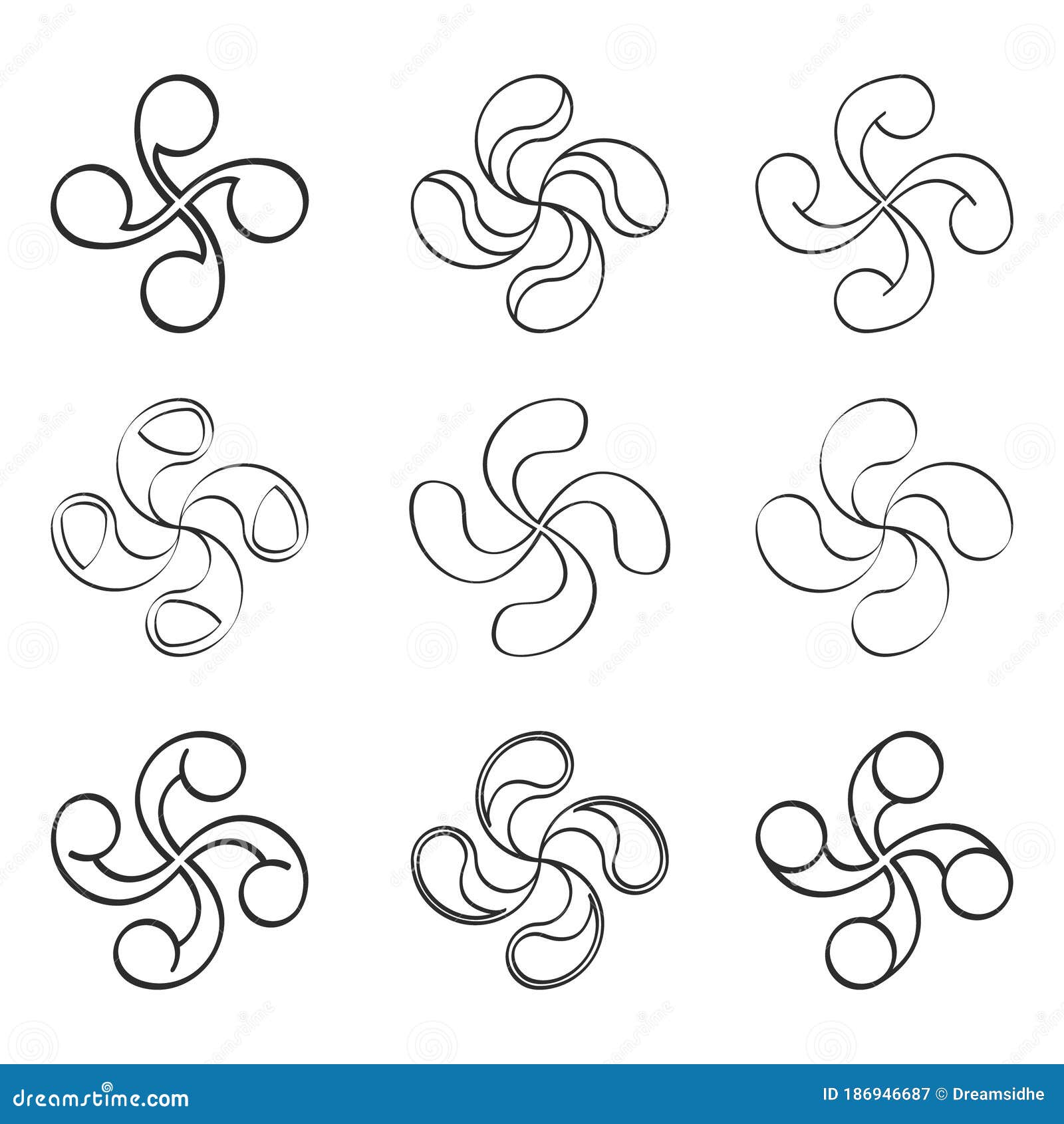 Lauburu Or Basque Cross Symbol Icon In A Black Circle Royalty-Free ...