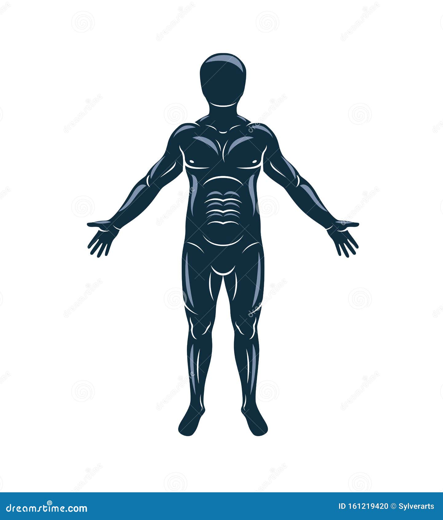 Vector Monochrome Illustration of Athletic Man. Stock Vector ...