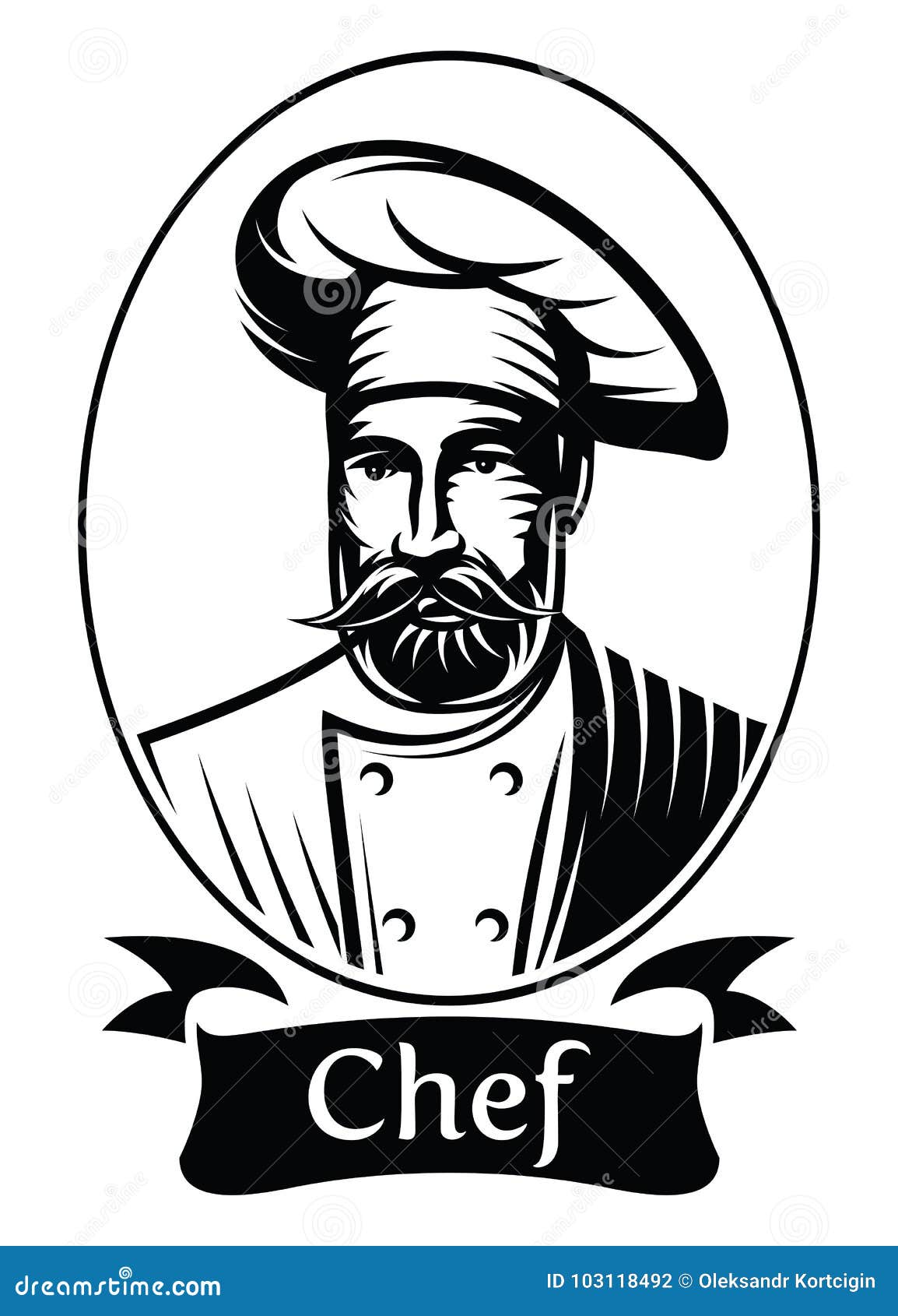 Vector Monochrome Illustration with Chef in Frame for Menu Stock Vector ...