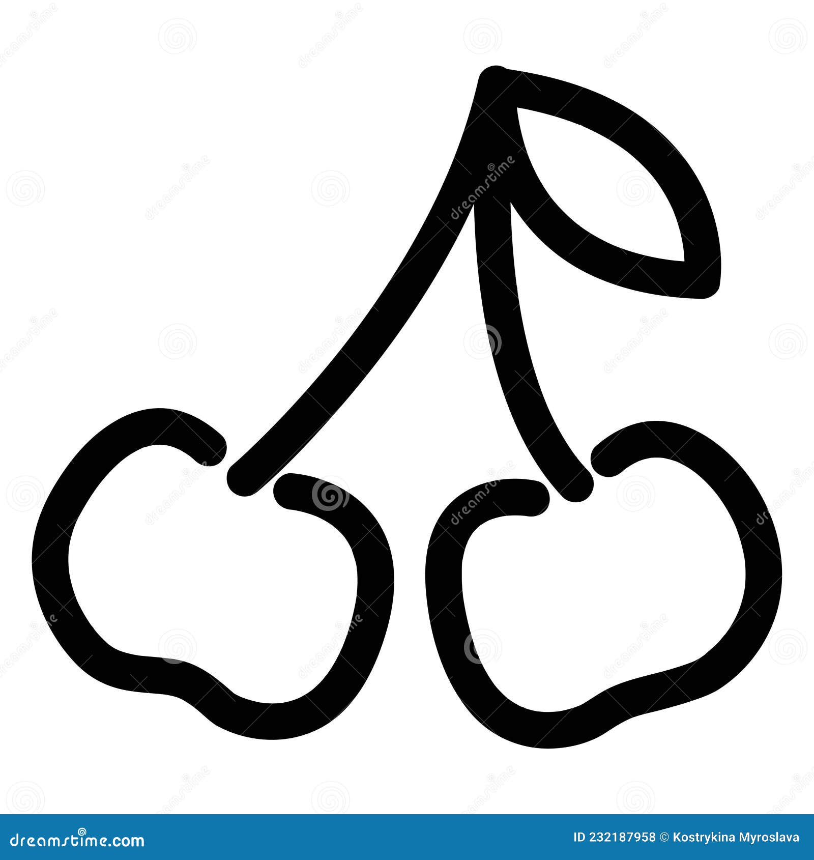 Vector Monochrome Illustration of Cherries Logo Simple Outline Stock ...