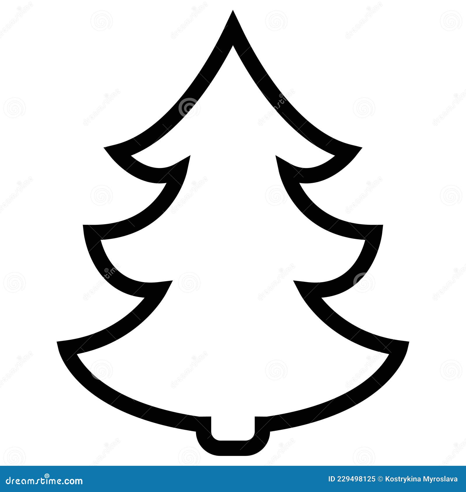 Vector Monochrome Illustration of Christmas Tree Logo Simple Outline ...
