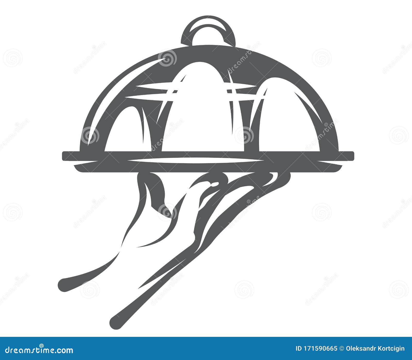 Vector Monochrome Illustration for Menu Design with Hand and Tray Stock ...