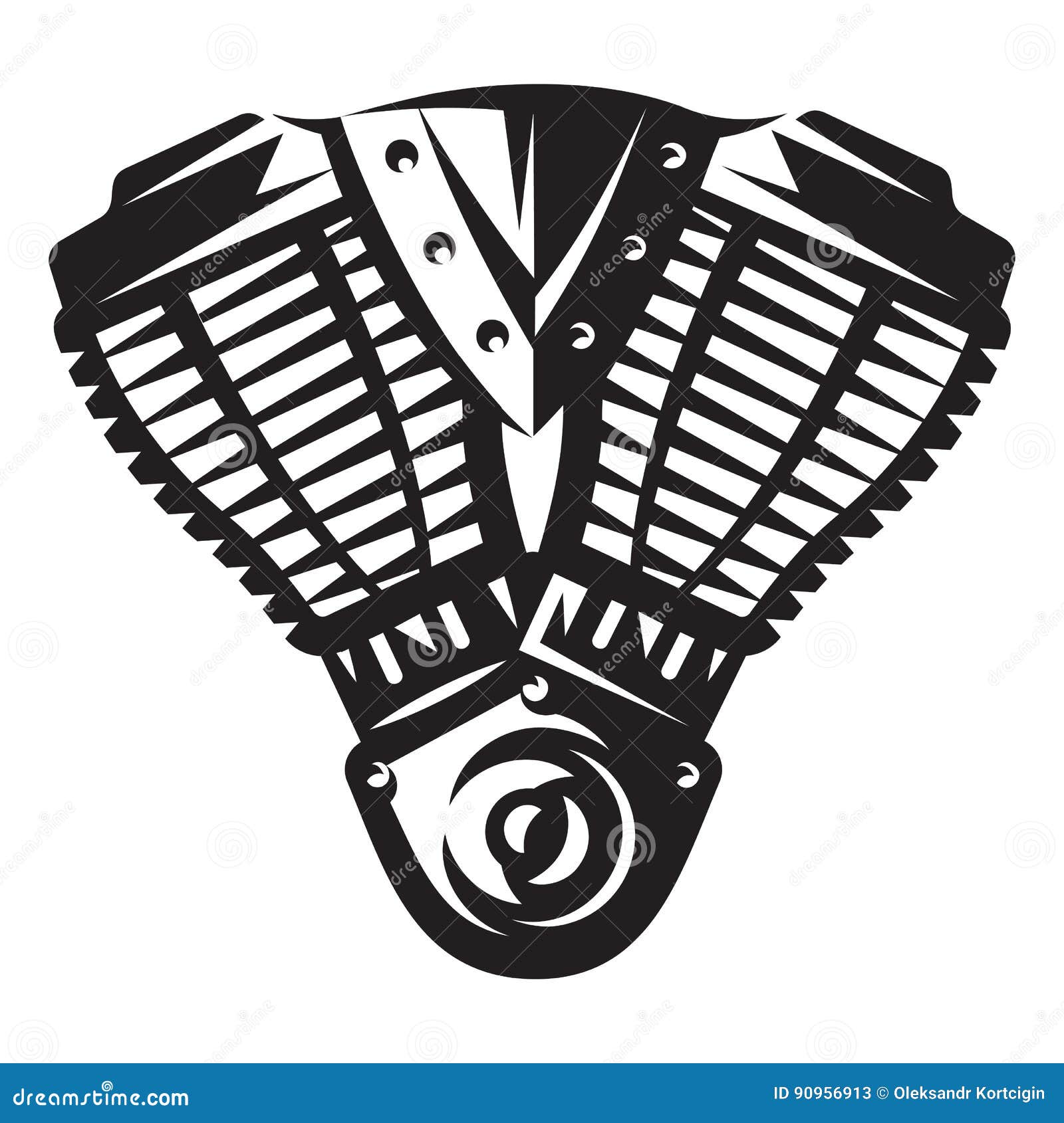 Vector Monochrome Illustration of Motorcycle Engine Stock Vector ...