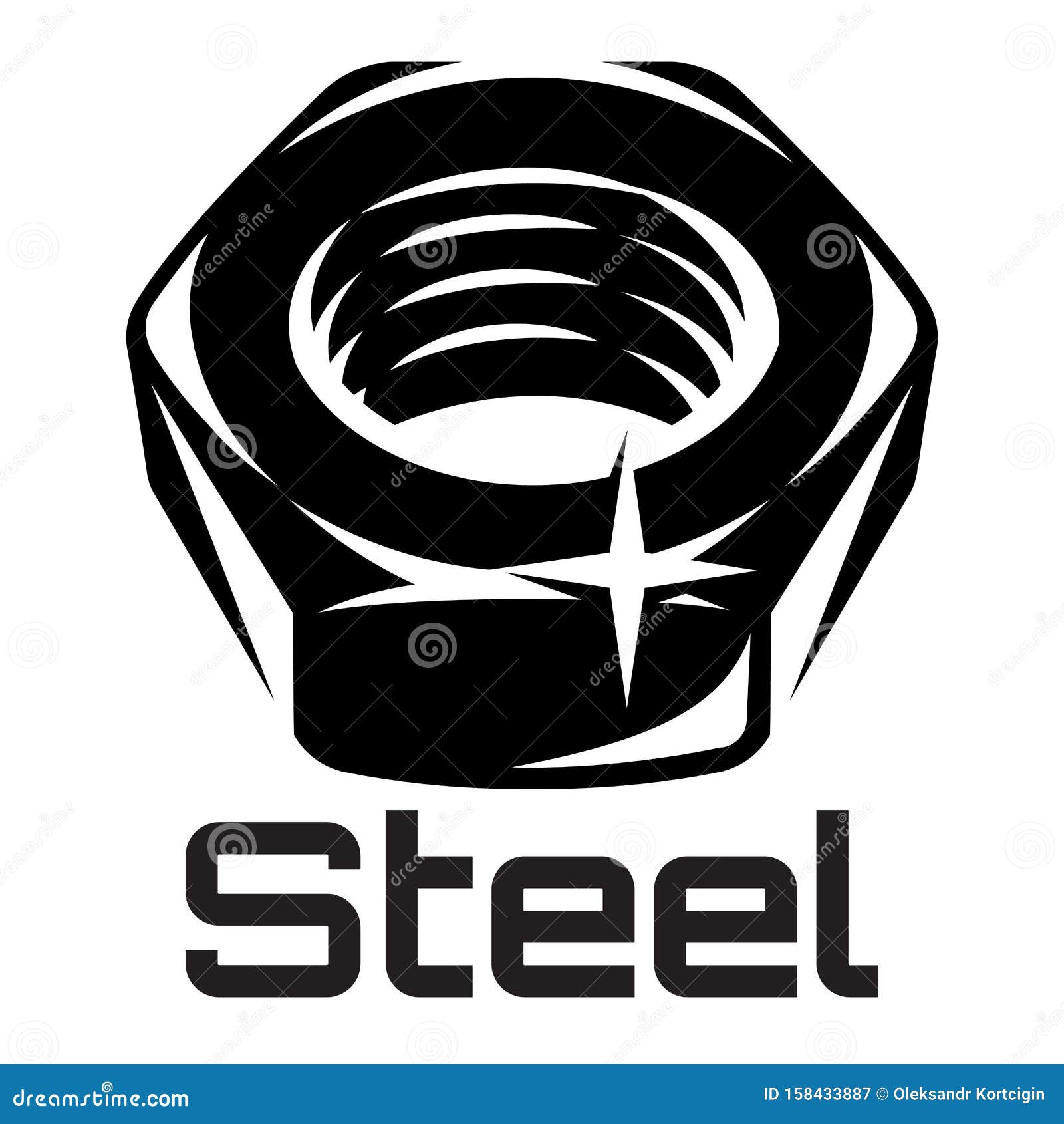 Vector Monochrome Illustration with Steel Nut. EPS 10 Stock Vector ...