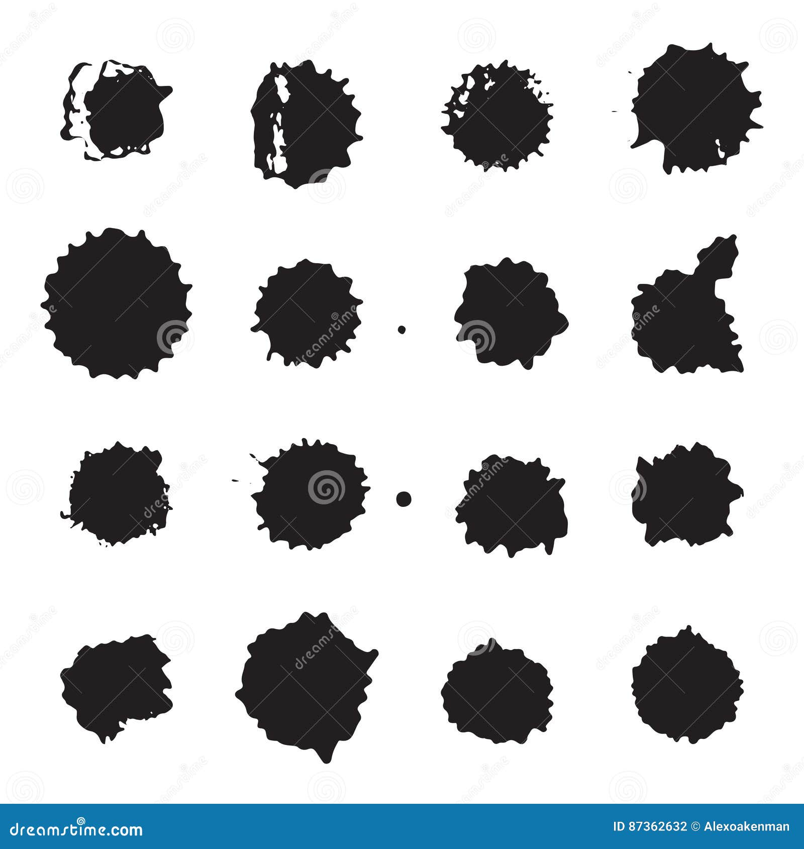 Vector Monochrome Ink Dots, Blots, Smudges and Drops Set Stock Vector ...