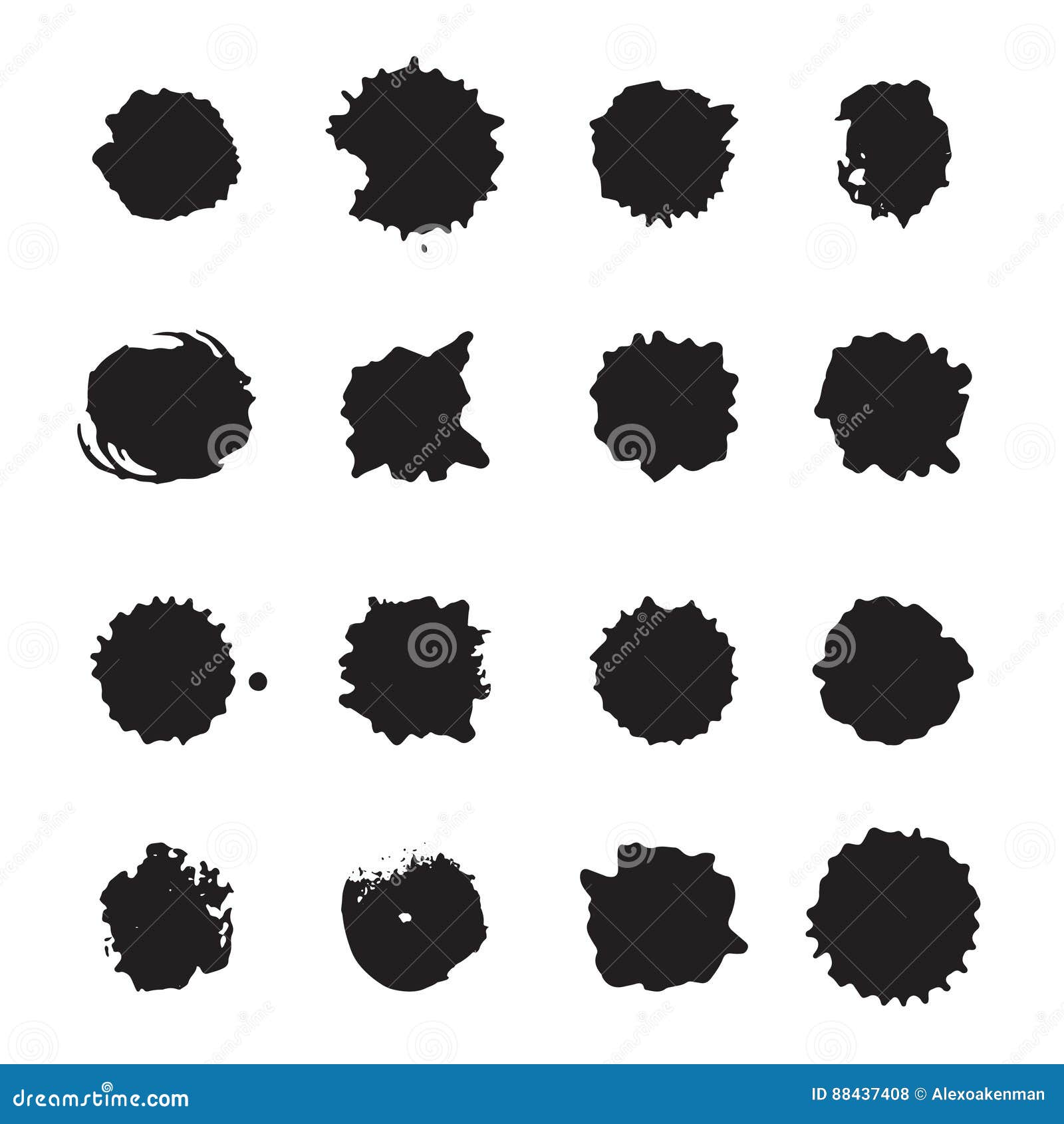 Vector Monochrome Ink Dots, Blots, Smudges and Drops Set Stock Vector ...
