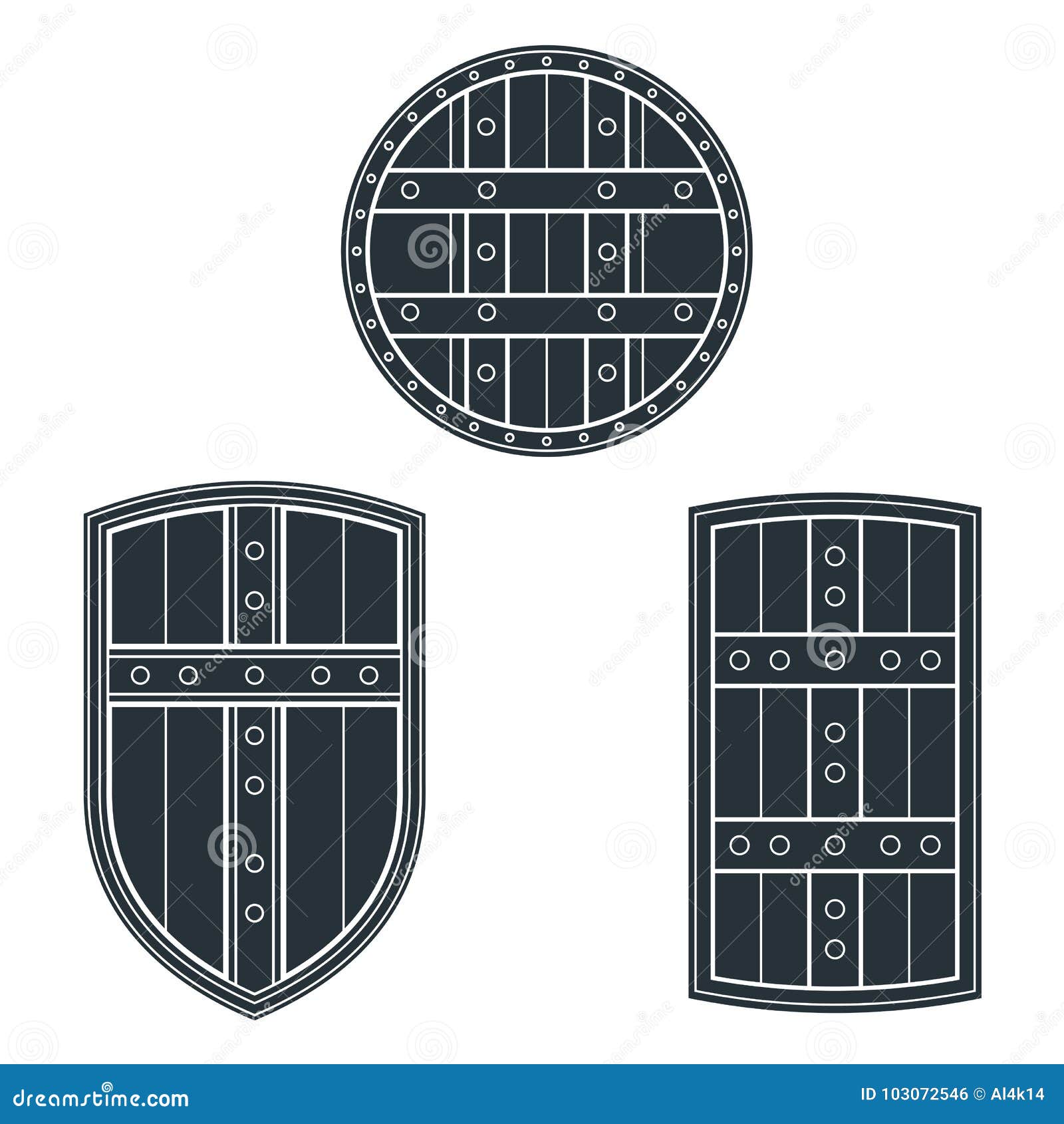 Vector Monochrome Medieval Shields Set Stock Vector - Illustration of ...