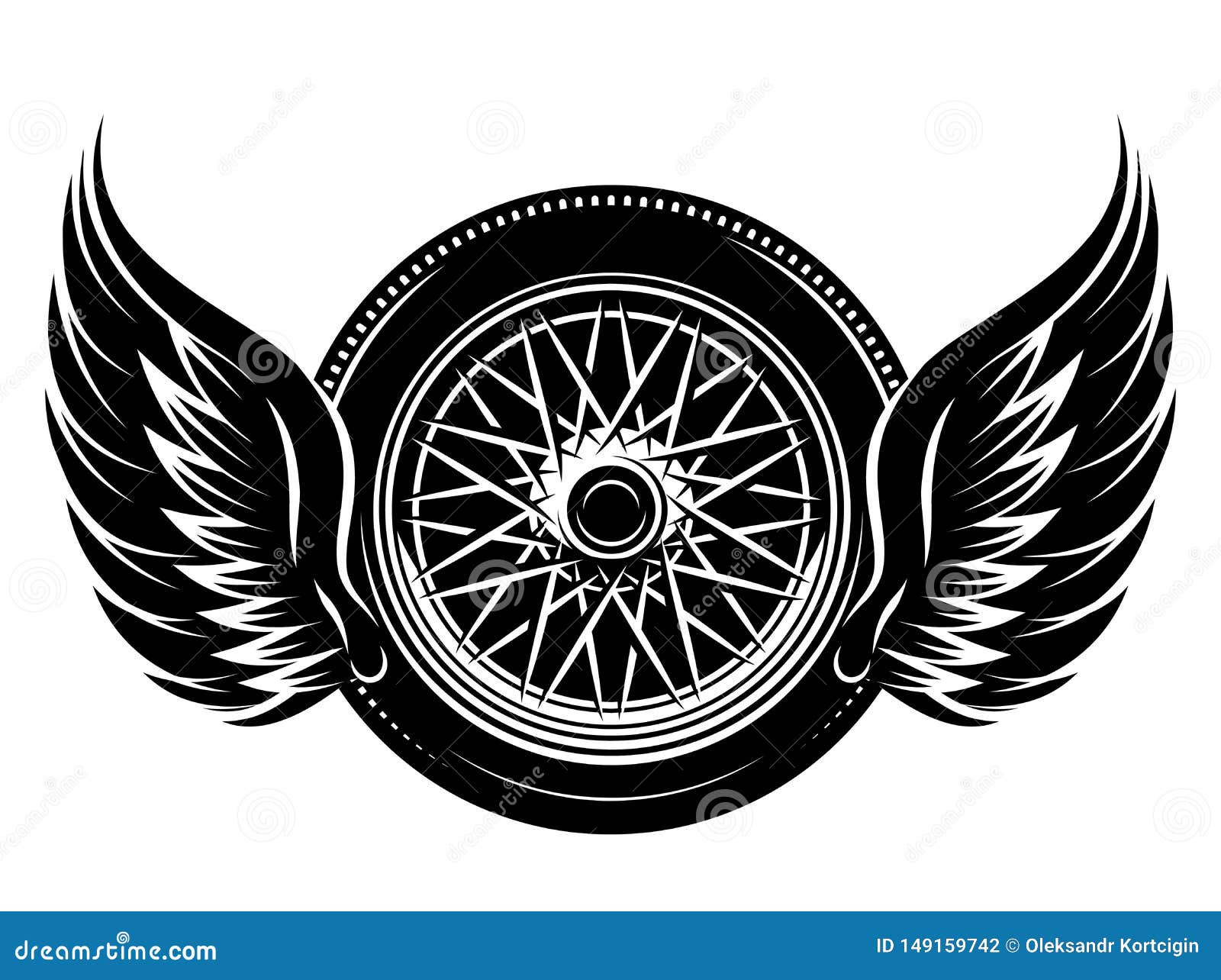 Vector Monochrome Pattern - Car Wheel with Wings Stock Vector ...