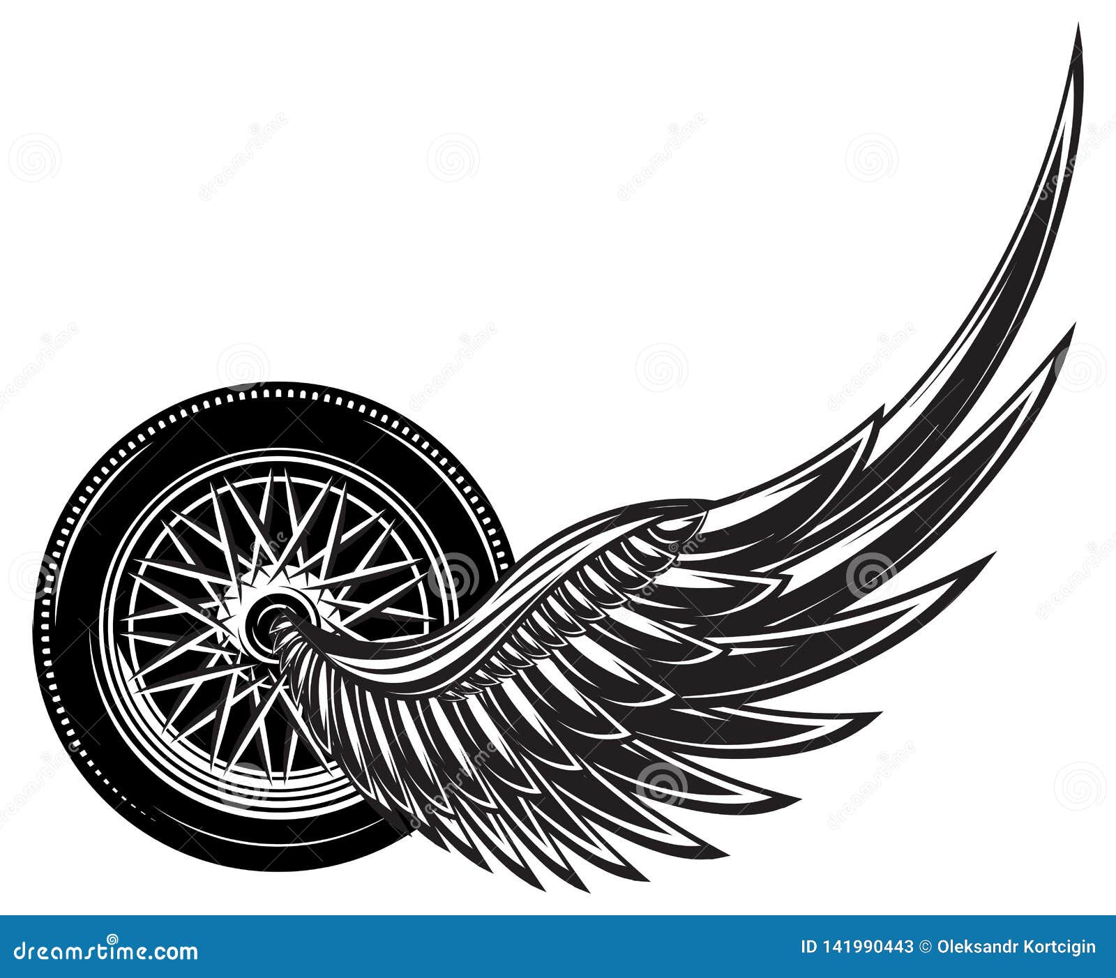 Vector Monochrome Pattern with Wheel and Wings Stock Vector ...