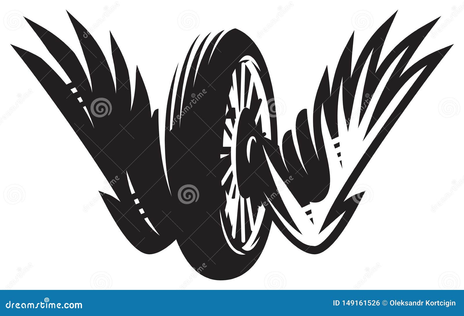 Vector Monochrome Pattern with Wheel, Wings on a Motorcycle Theme Stock ...