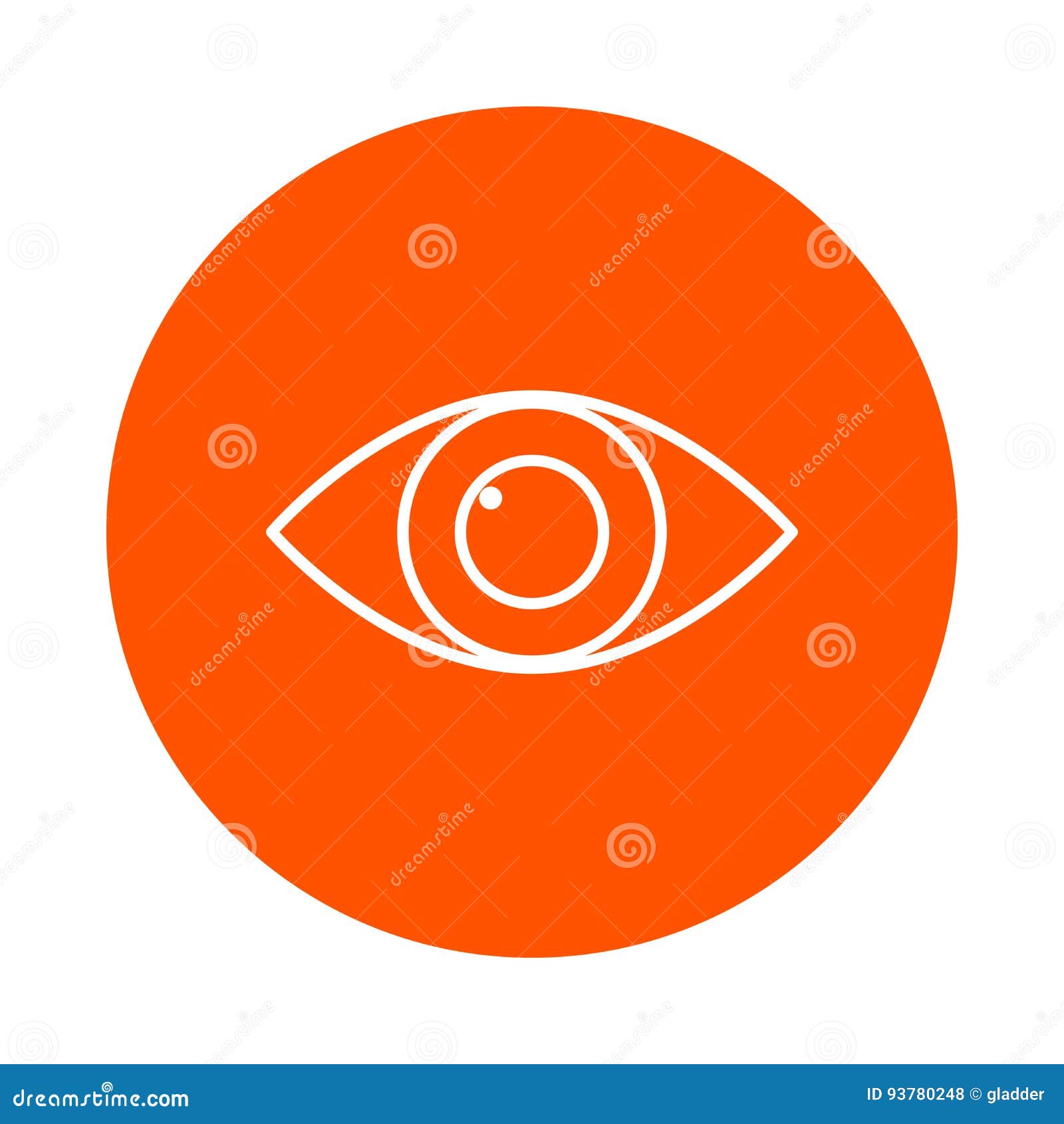 Vector Monochrome Round Icon with the Image of the Eye, Flat Style ...