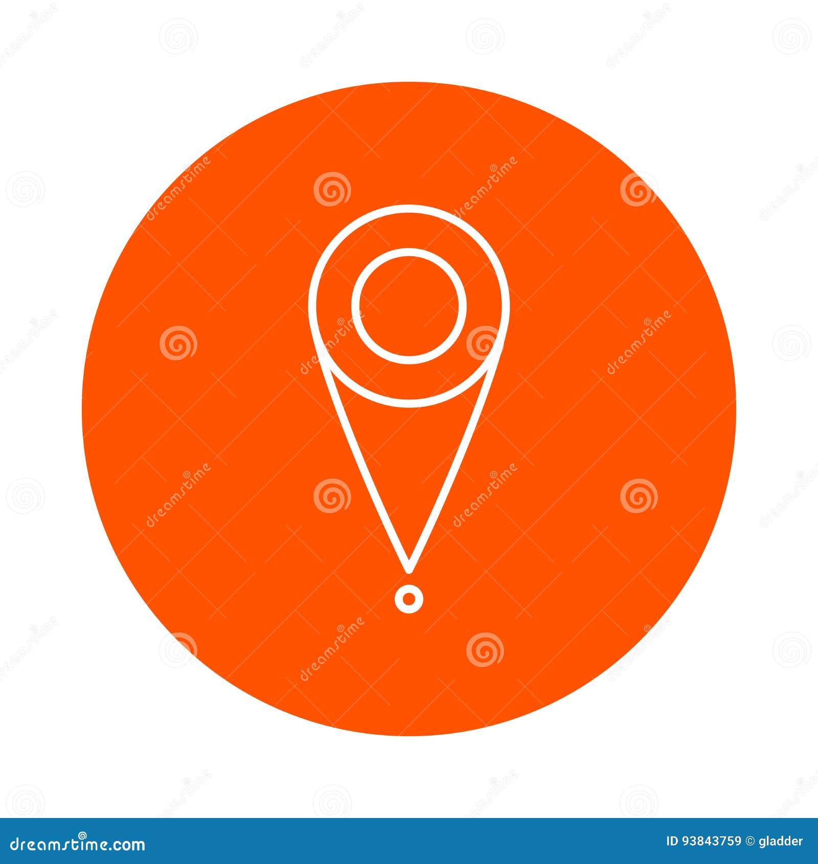 Vector Monochrome Round Icon of the Location Indicator on the Map, Flat ...