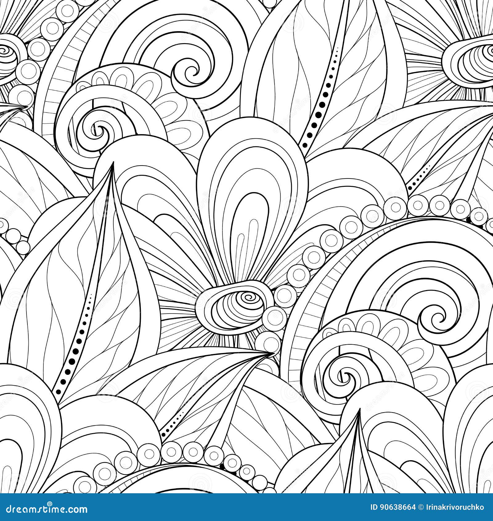 Vector Monochrome Seamless Floral Pattern Stock Vector Illustration