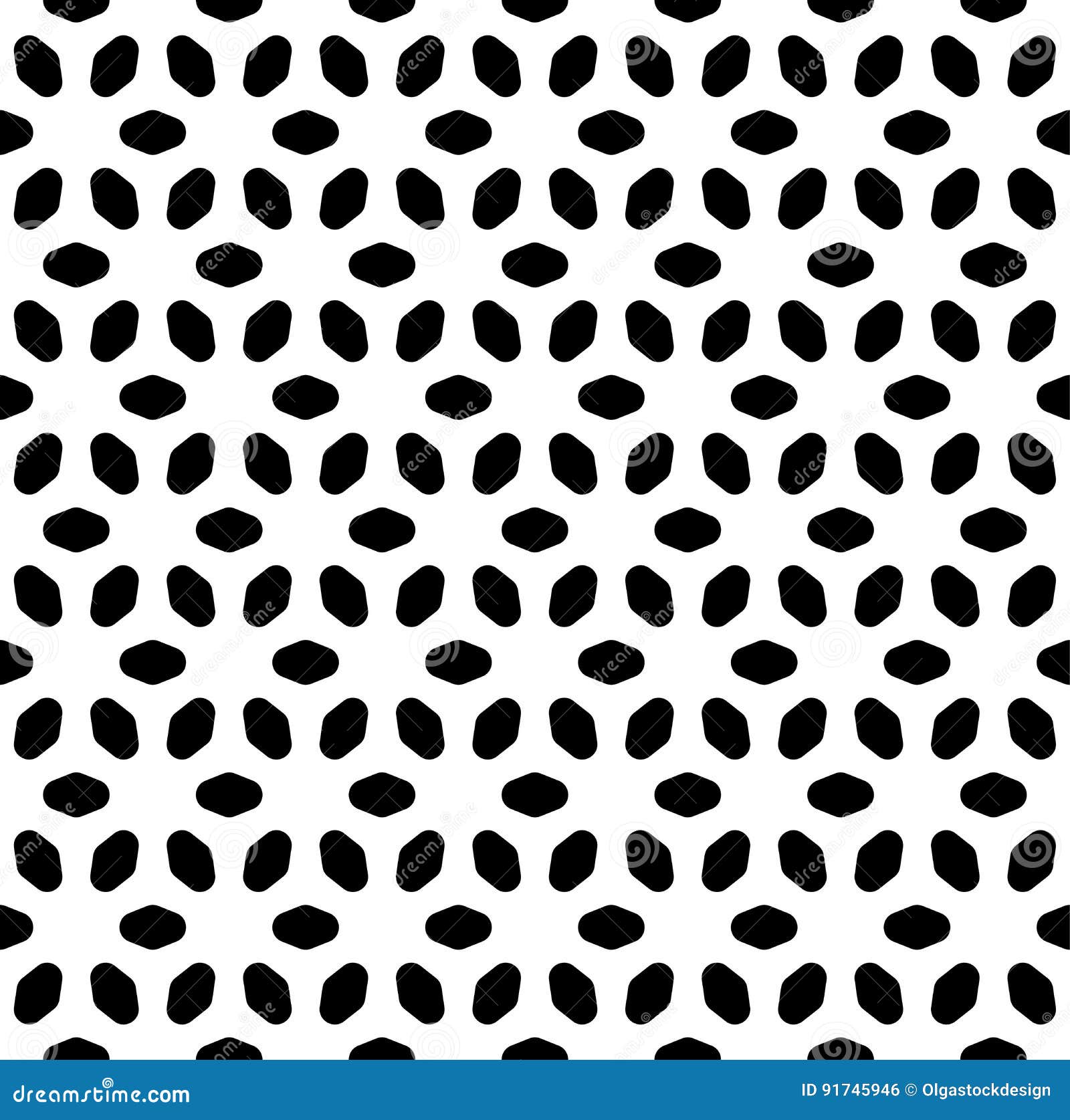 Vector Monochrome Seamless Pattern Abstract Geometric Floral Ornament
