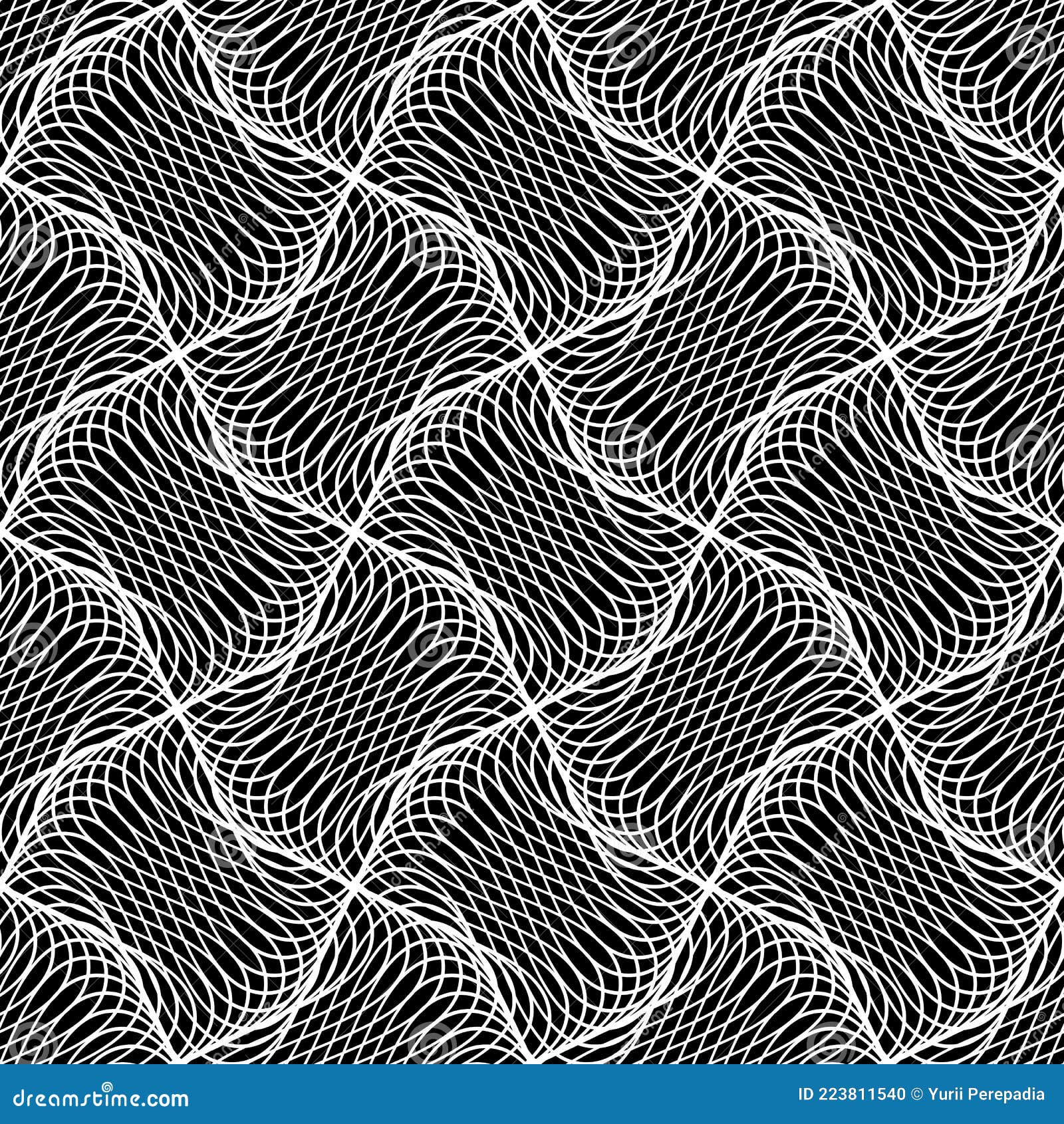 Vector Monochrome Seamless Pattern. Abstract Moire Texture of White ...