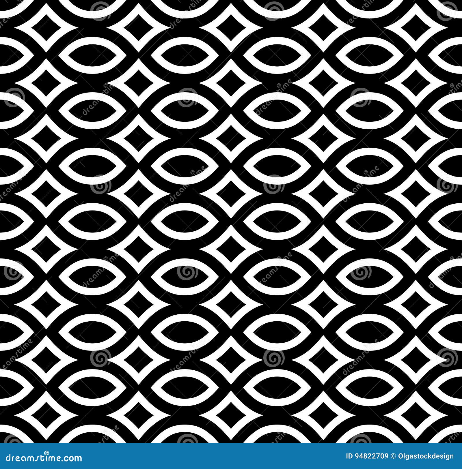 Vector Monochrome Seamless Pattern, Black & White Mosaic Stock Vector ...