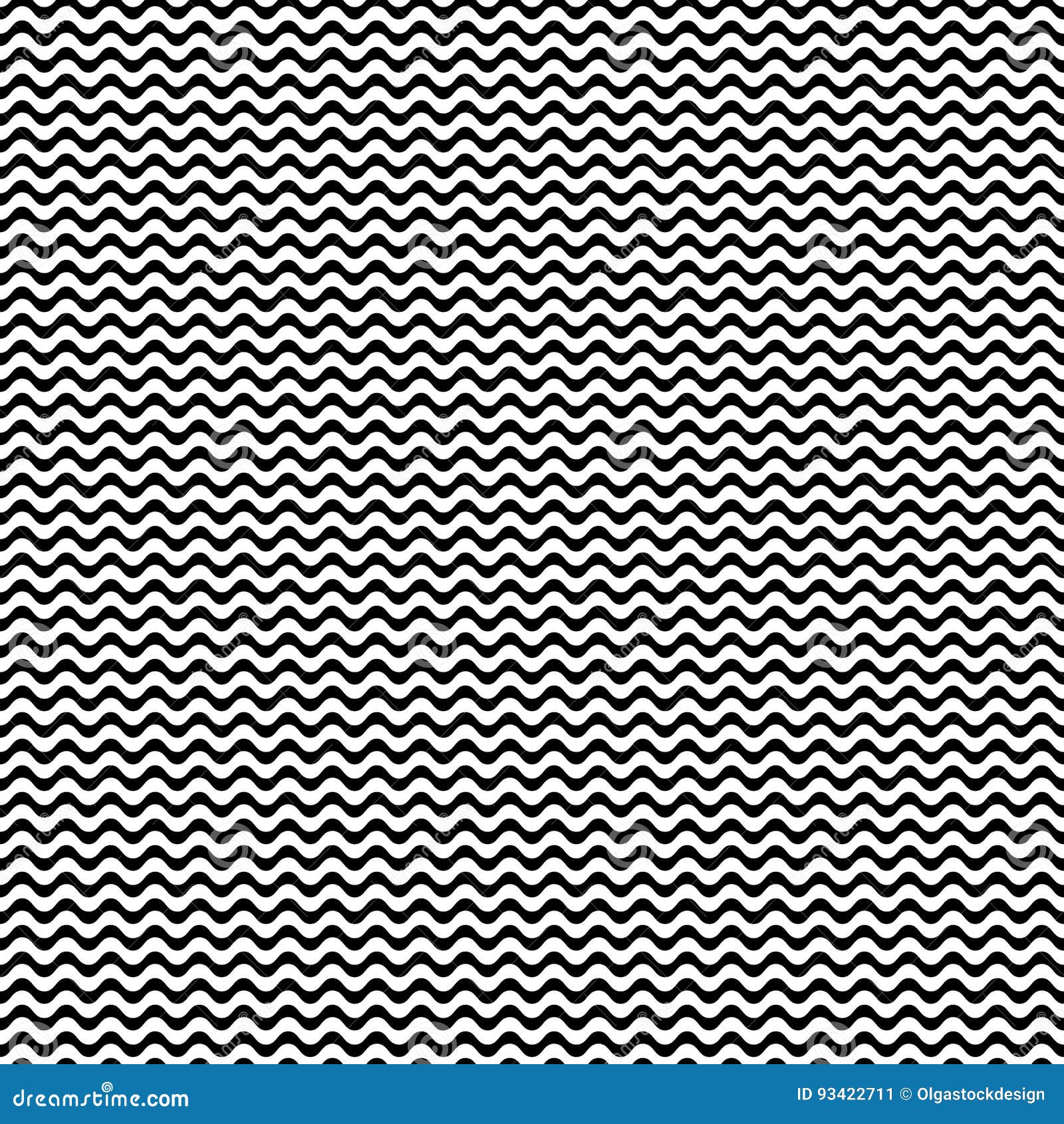 Vector Monochrome Seamless Pattern, Simple Wavy Lines Stock Vector ...