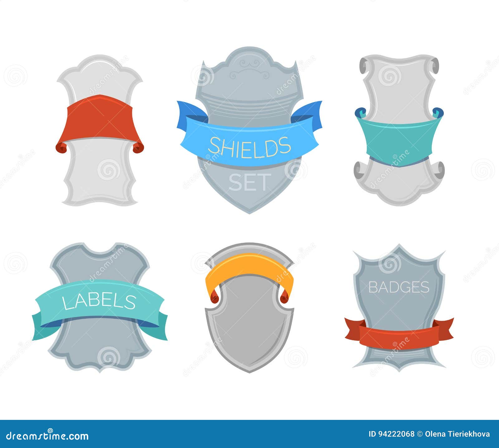 Vector Monochrome Shields with Coloured Ribbons. Stock Vector ...