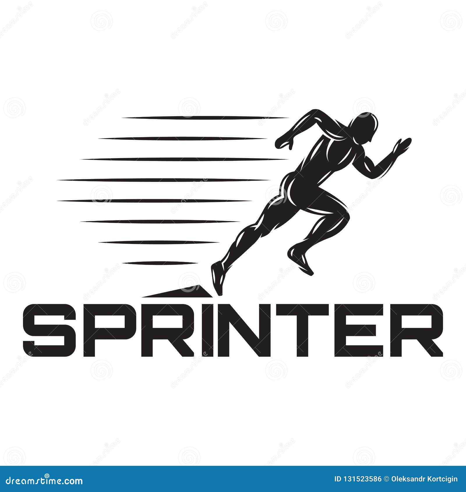 Vector Monochrome Sport Template with Sprinter for Design Stock Vector ...