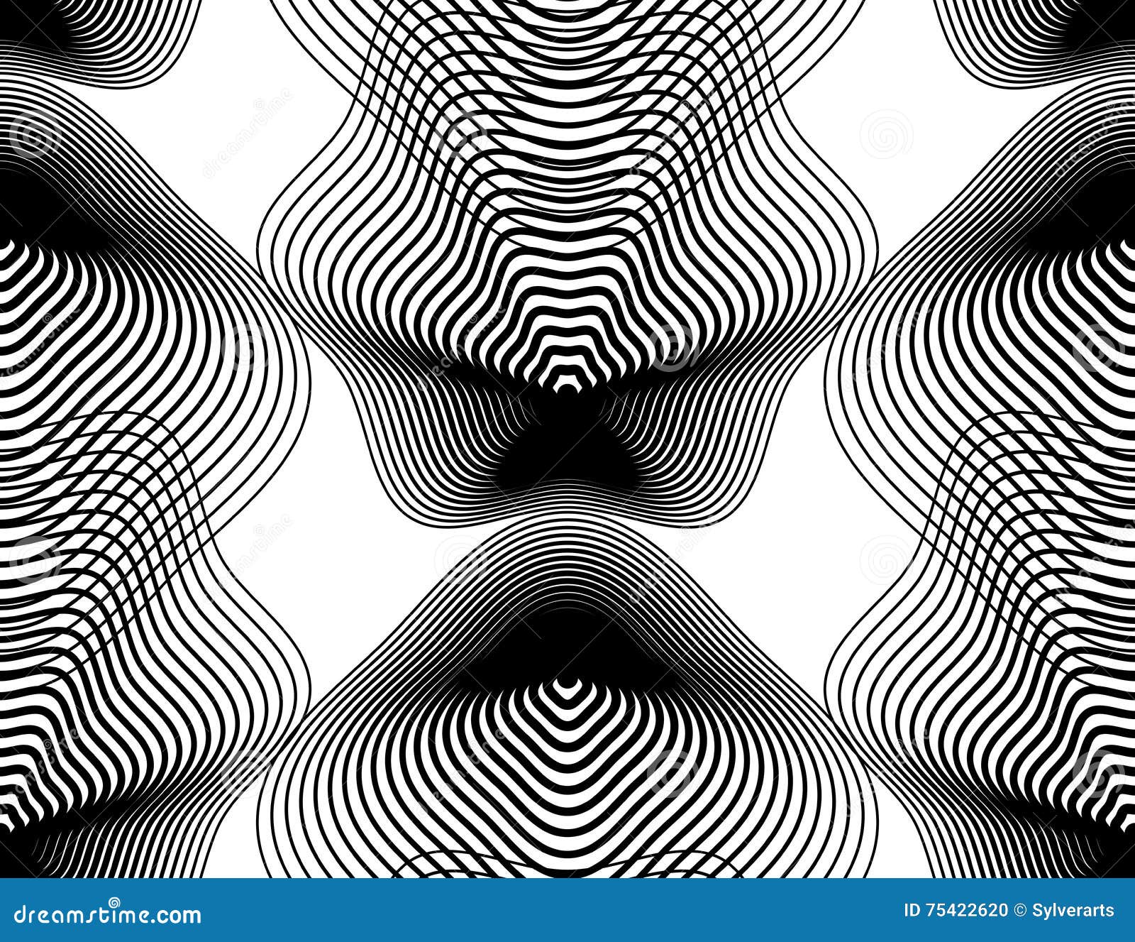 Vector Monochrome Stripy Endless Pattern, Art Continuous Geometric ...