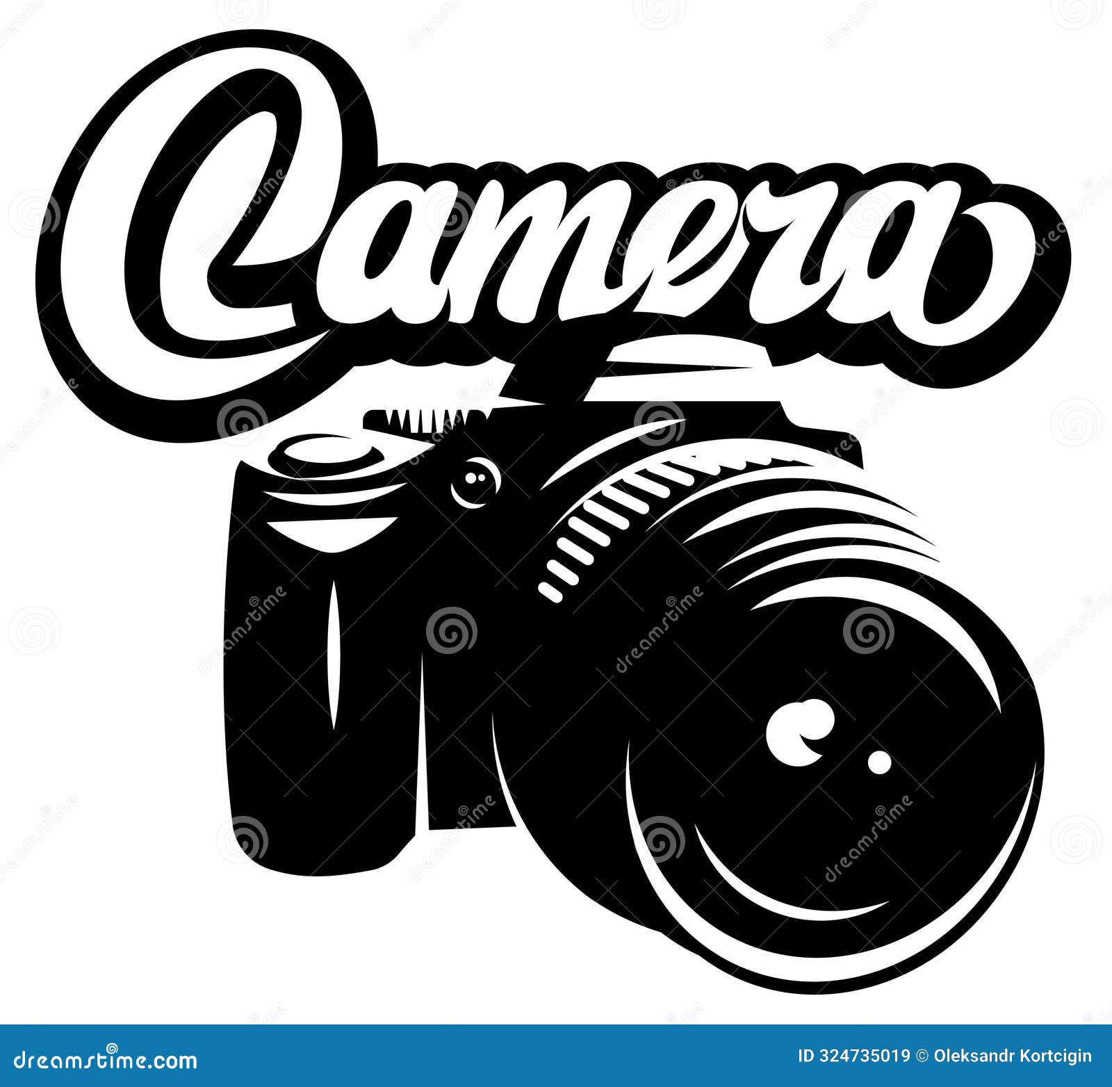 Vector Monochrome Template with a Camera and a Stylish Lettering Stock ...