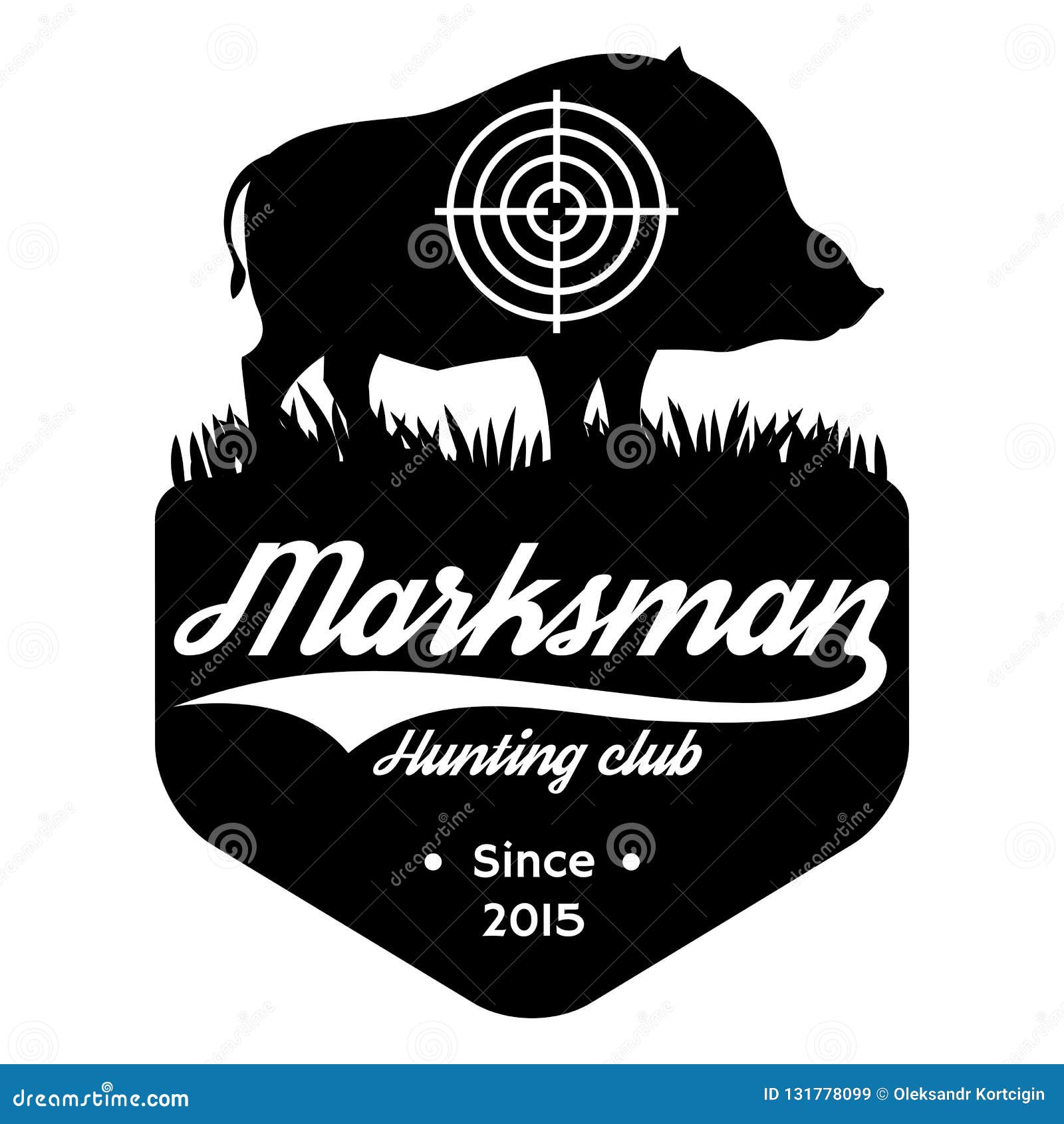 Vector Monochrome Template with Wild Boar on the Theme of Hunting Stock ...