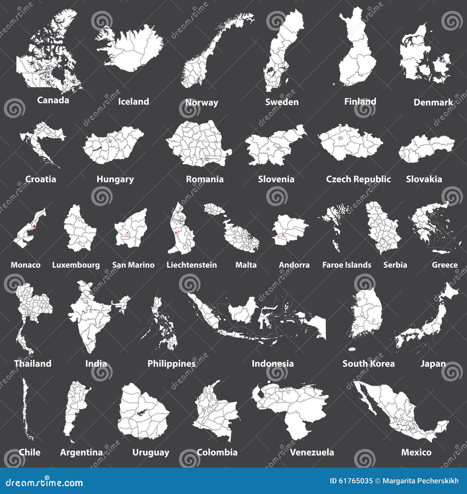 Vector of Monochrome World Map Stock Vector - Illustration of finland ...