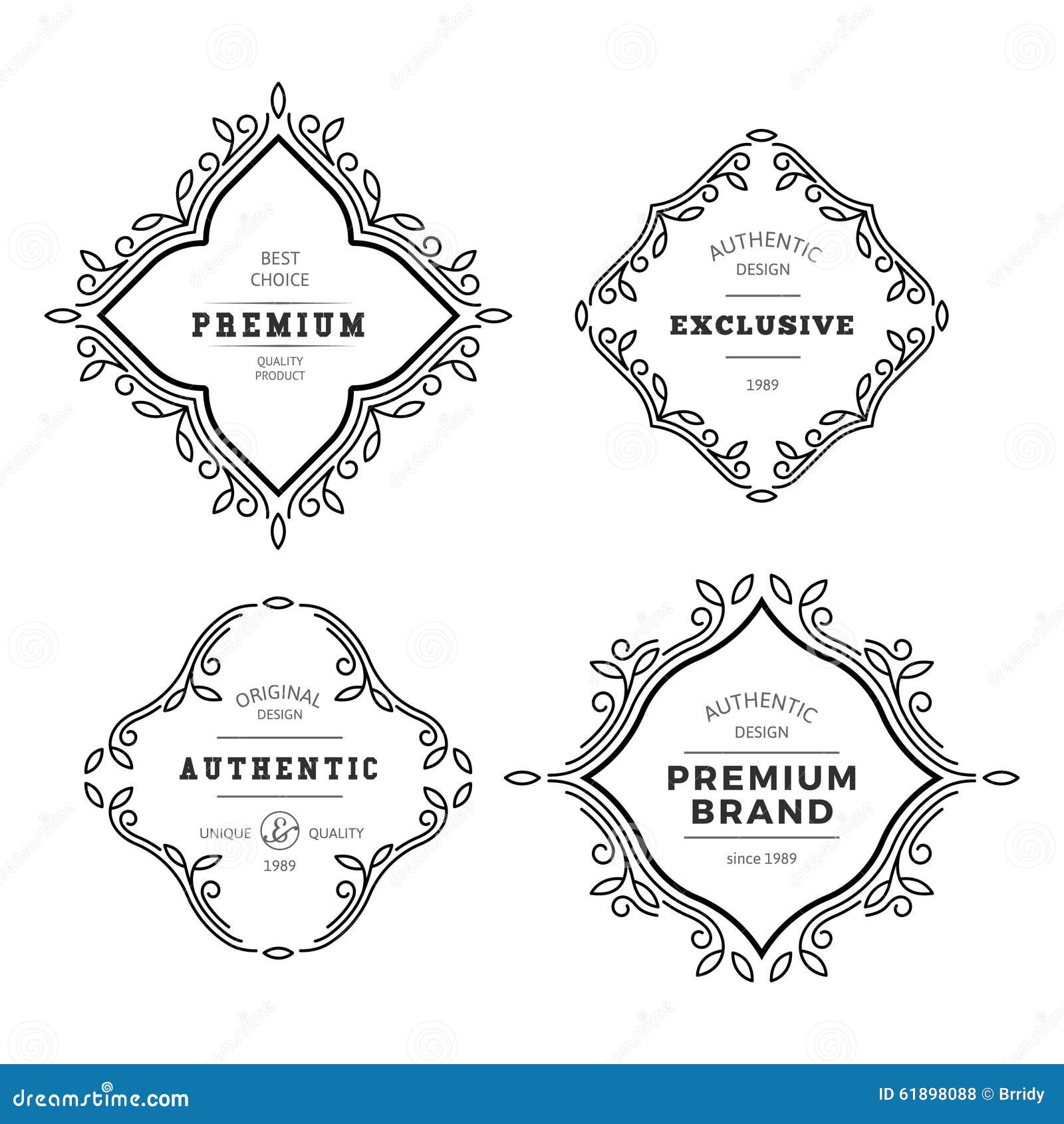 Vector Monogram Decorative Frame Stock Vector - Illustration of simple ...