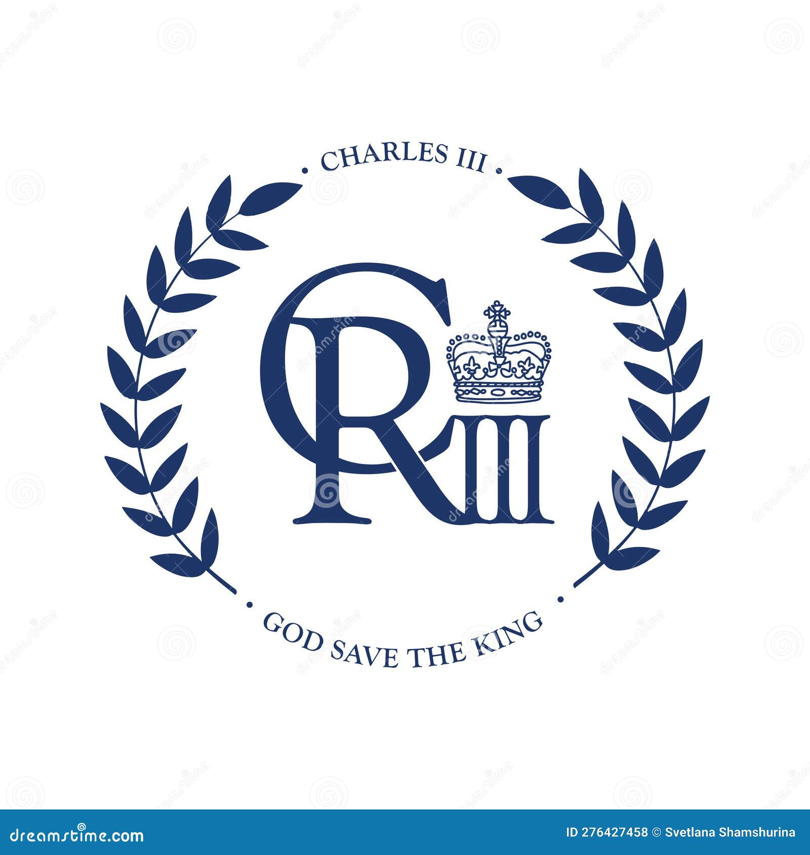 Vector Monogram of King Charles III with Roud Wreath and Text - God ...