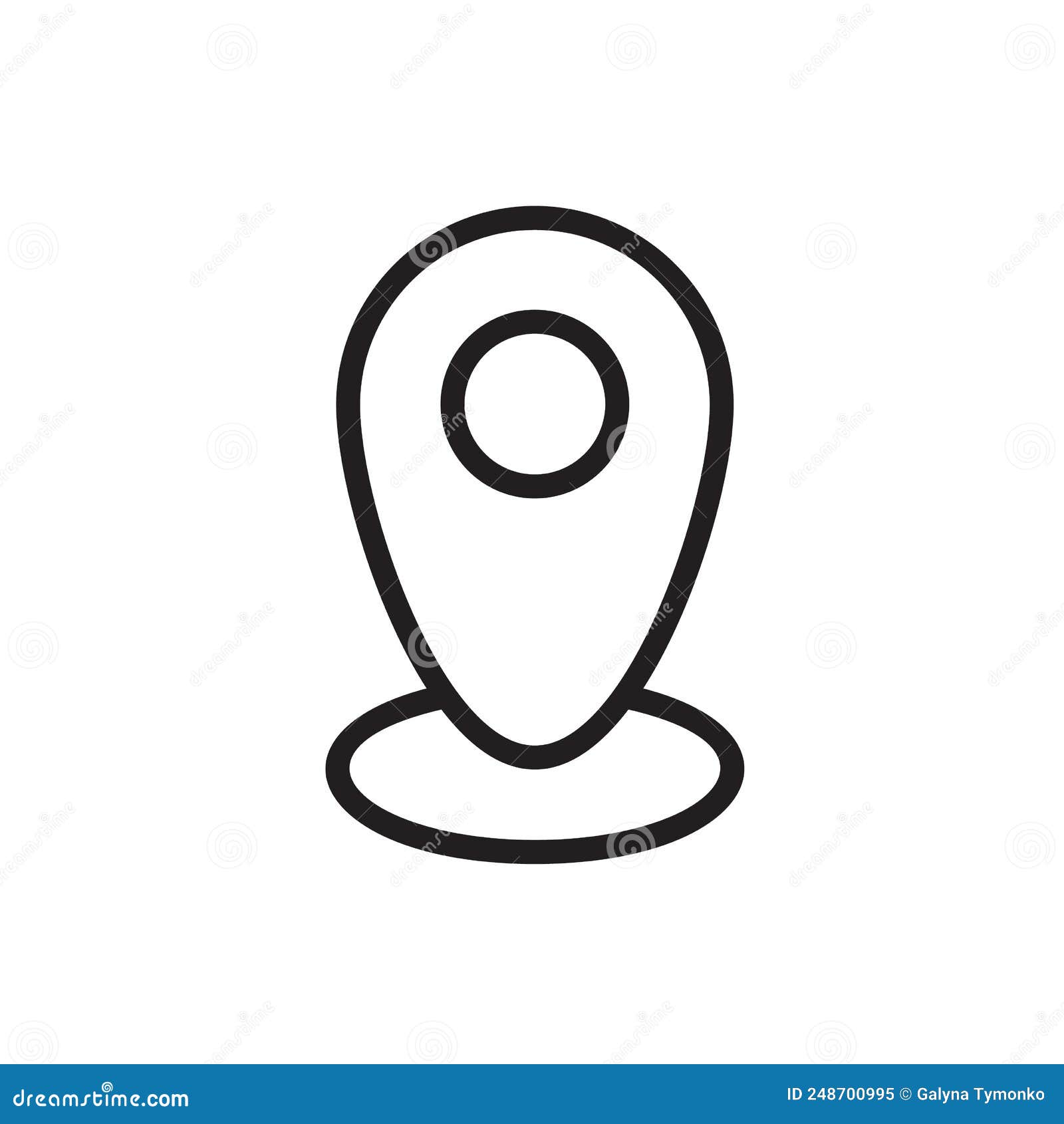 Vector Monoline Location Pin Icon with Circle Shape. Position Marker ...