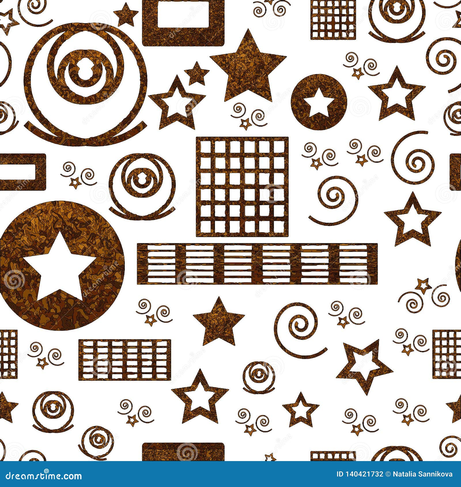 Seamless Pattern with Geometric Shapes in Brown Colors Stock Vector ...