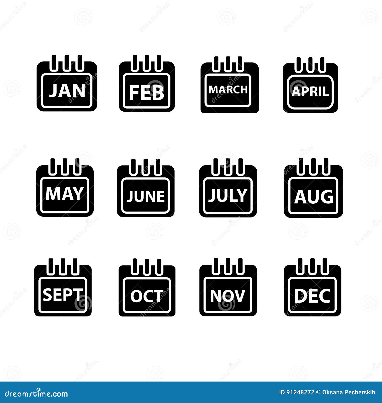 Vector month on calender stock vector. Illustration of frame - 91248272