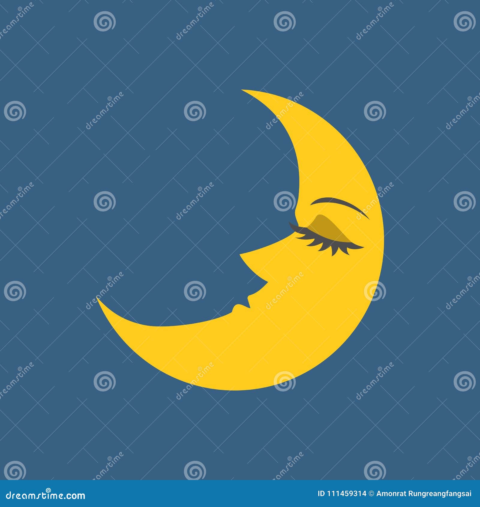 Vector moon with face stock vector. Illustration of flat - 111459314
