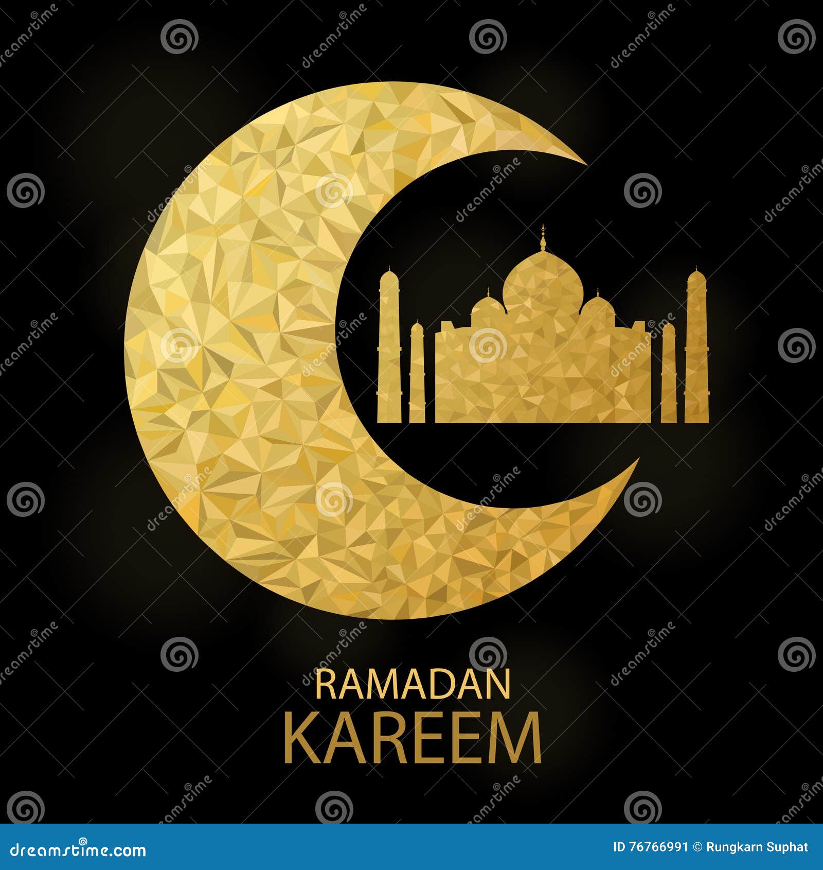 Vector Moon and Mosque Lightning Triangle Background with Ramadan ...