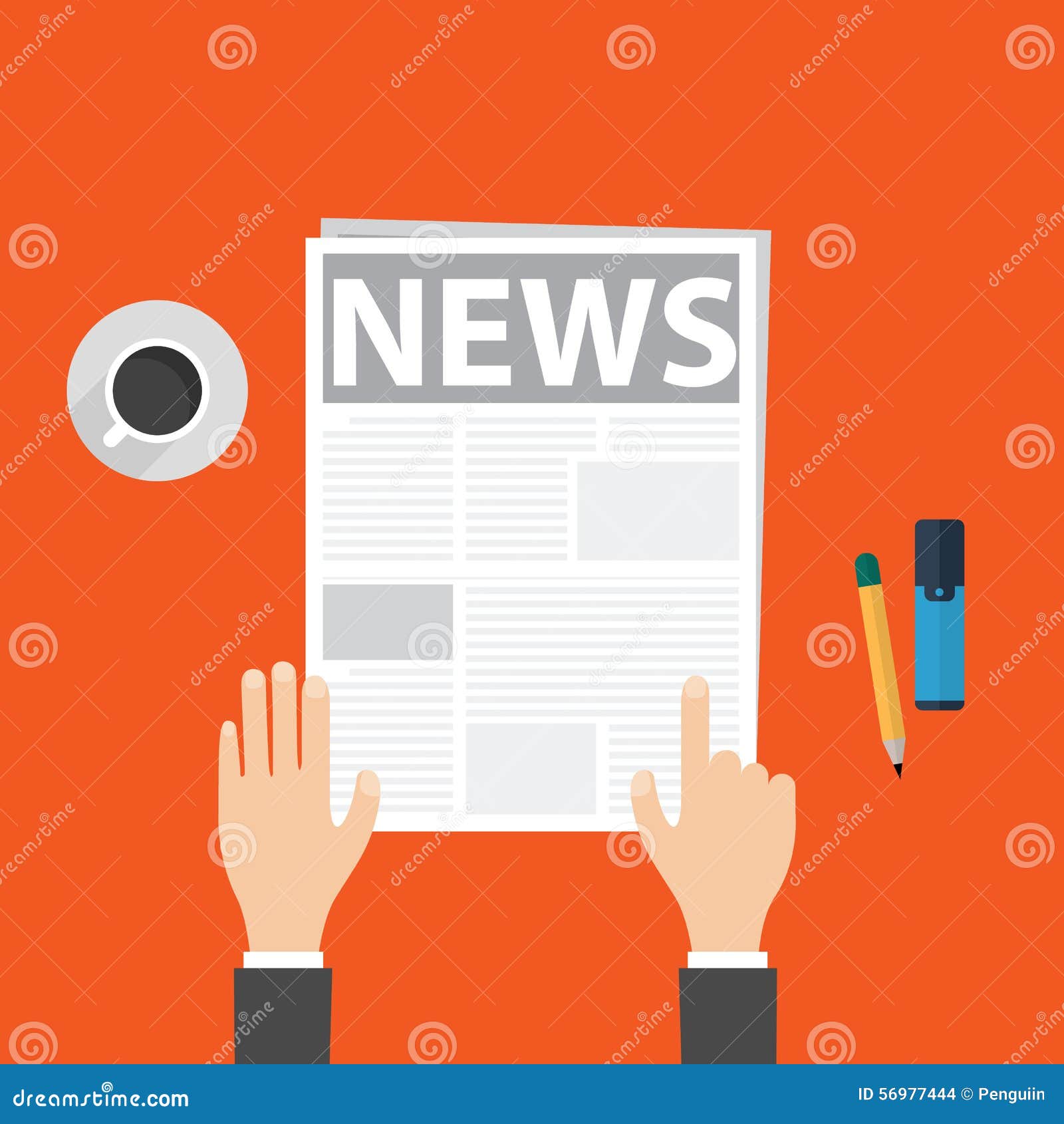 Vector Morning Newspaper Reading Concept Stock Vector - Illustration of ...