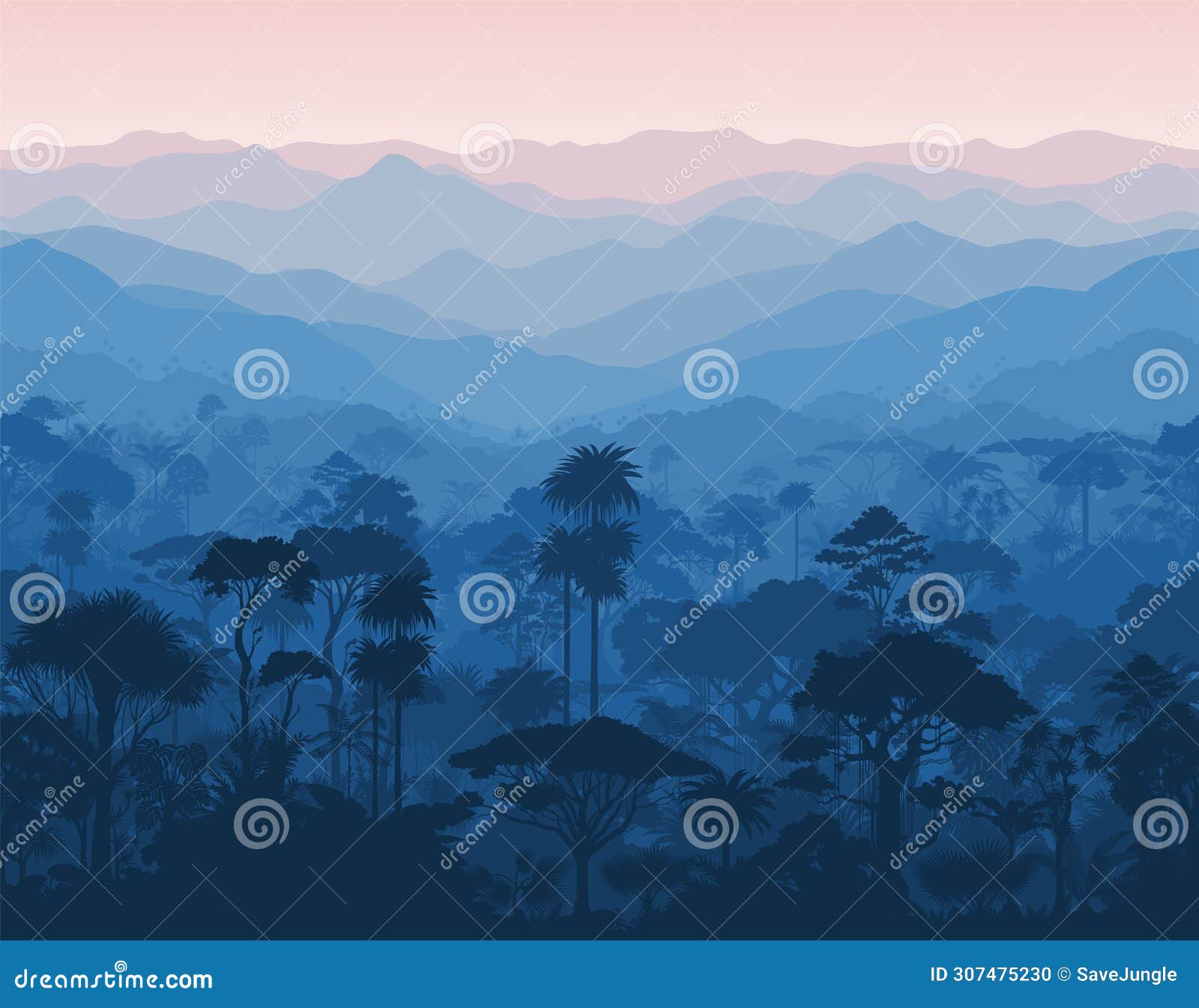 Vector Morning Seamless Ecuador Rainforest Jungle Background ...