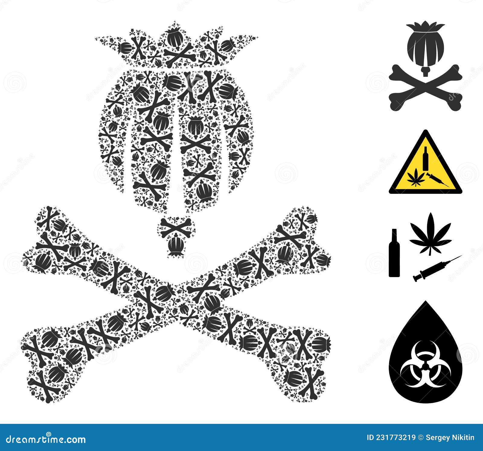 Mortal Opium Icon Recursive Collage Stock Vector - Illustration of ...